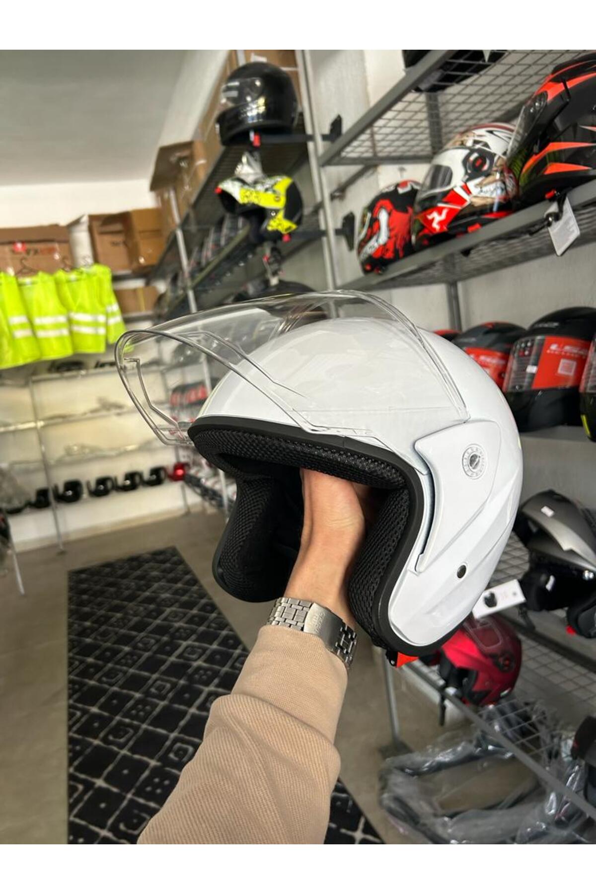 UYGUN MOTOR YARIM MOTORSİKLET KASKI 1 SINIF KALİTE BEYAZ Fiyatı ...