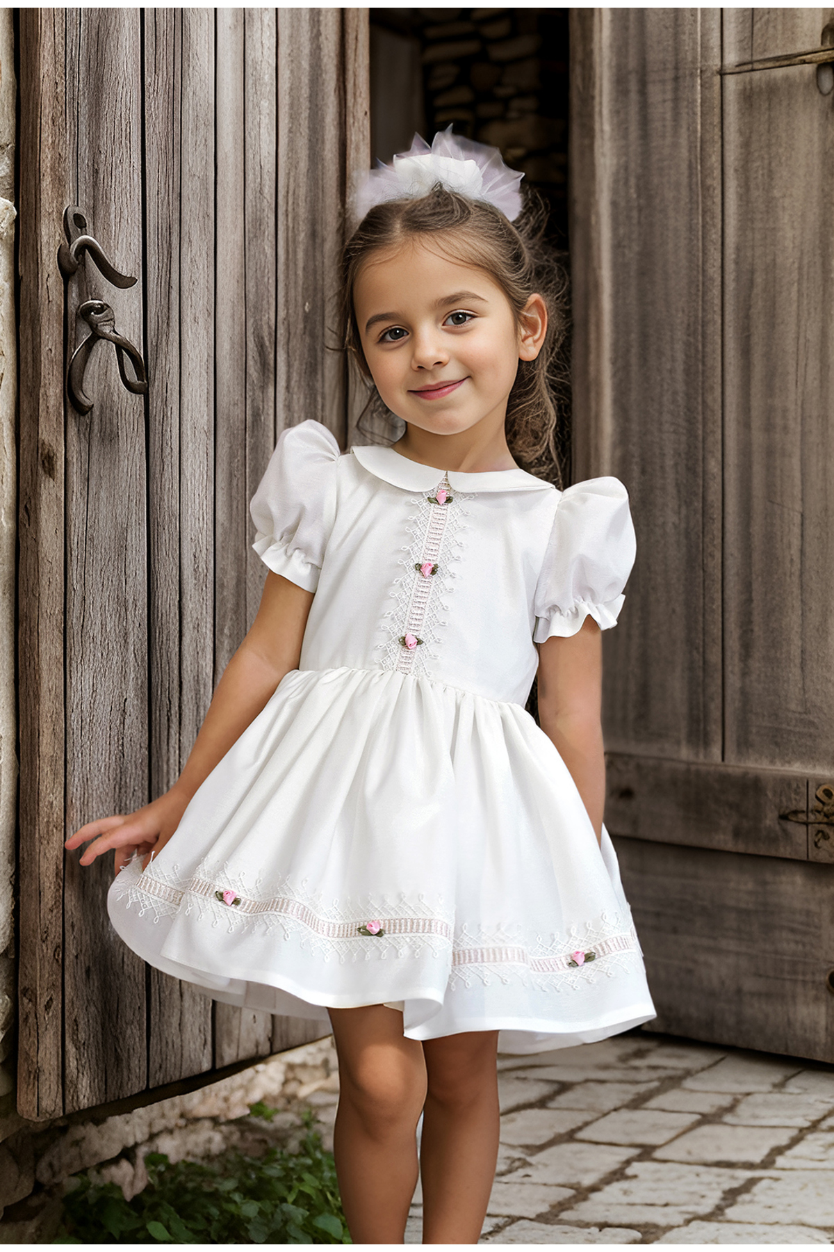 JBK JUST BABY AND KIDS STORE SUDE MİNİ PEMBE ÇİÇEK SÜSLEMELİ BEYAZ ...