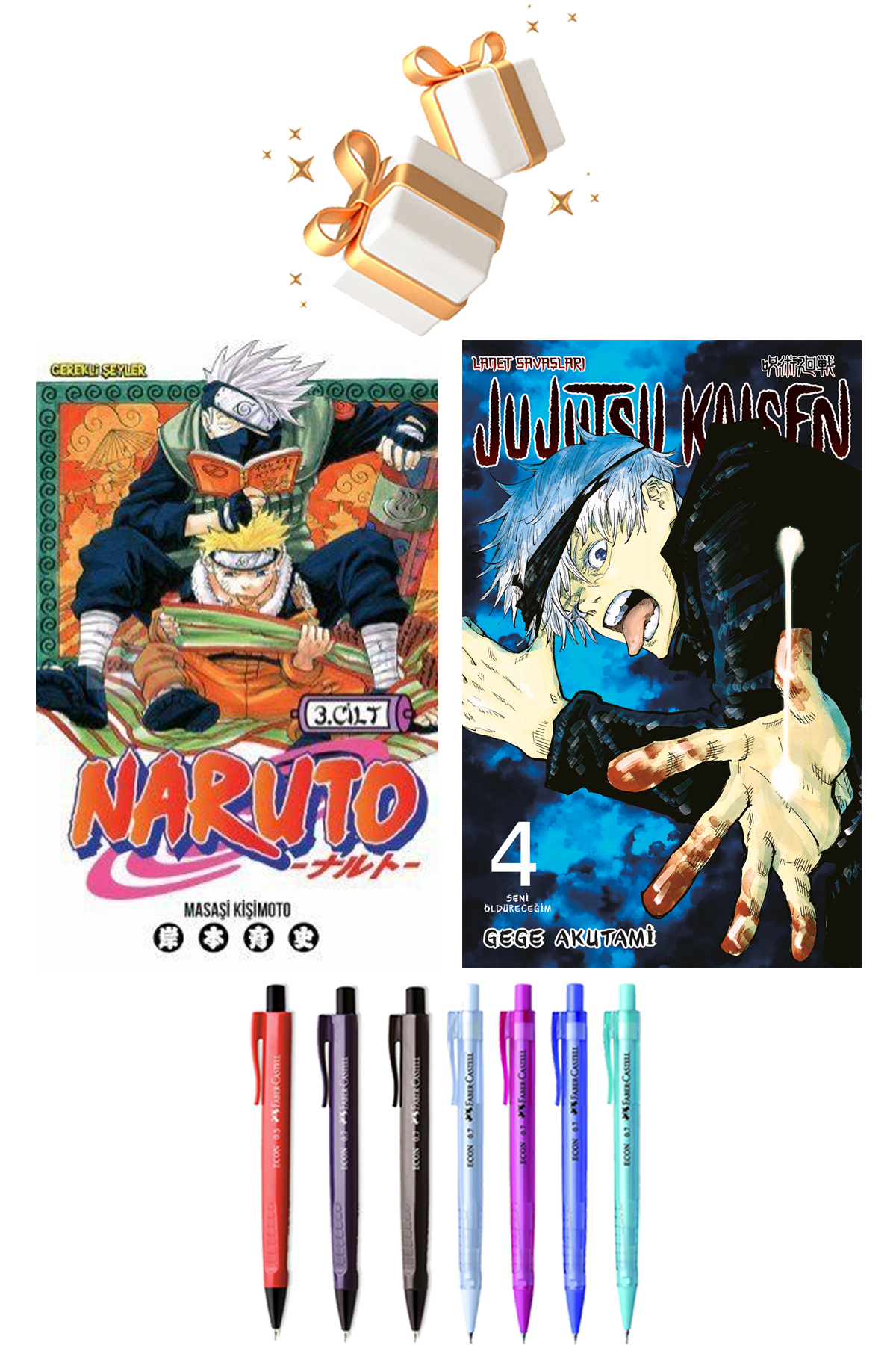 Gerekli Şeyler Yayıncılık Naruto 3. Cilt Jujutsu Kaisen 4. Cilt + Faber Castell Econ Kalem ...