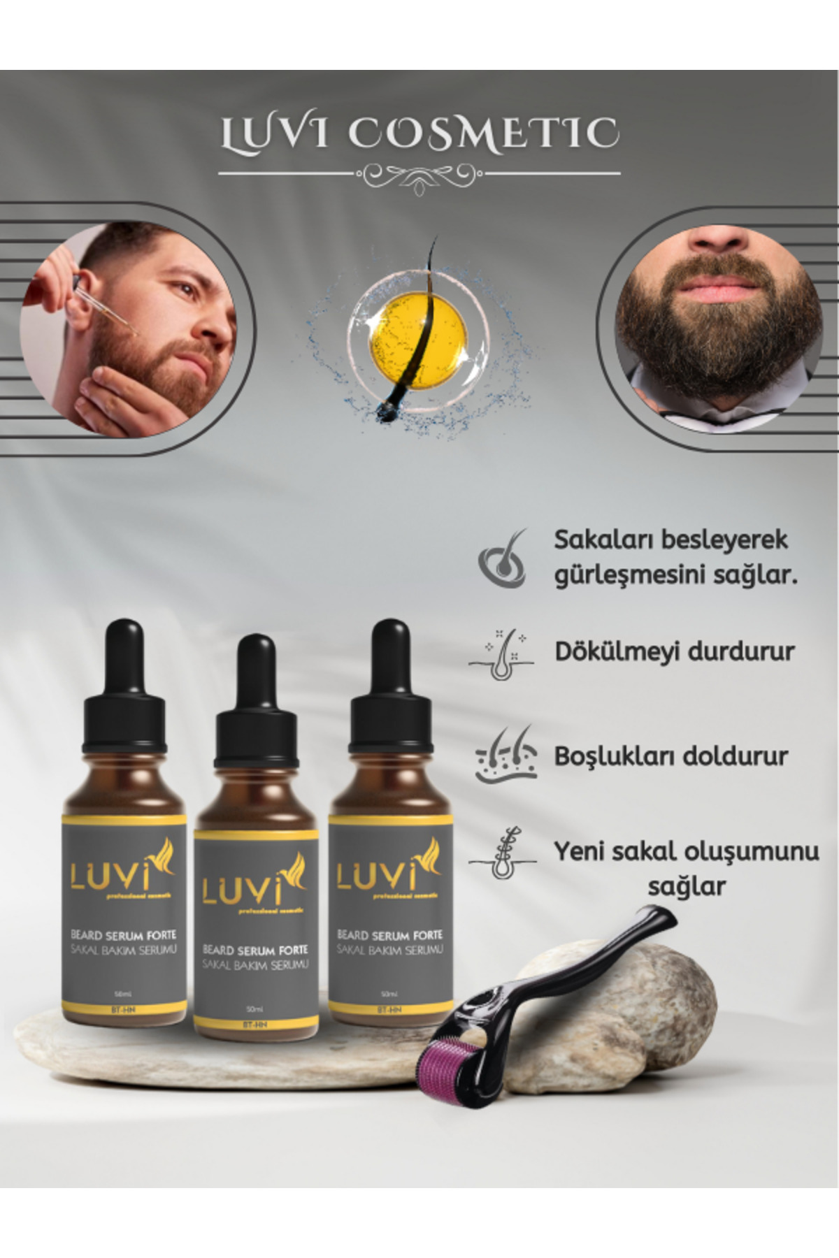 Luvi LUVİ Gürleştirici, Besleyici Ve Sakal Çıkartıcı 4 Lü Set ( 3 Adet ...