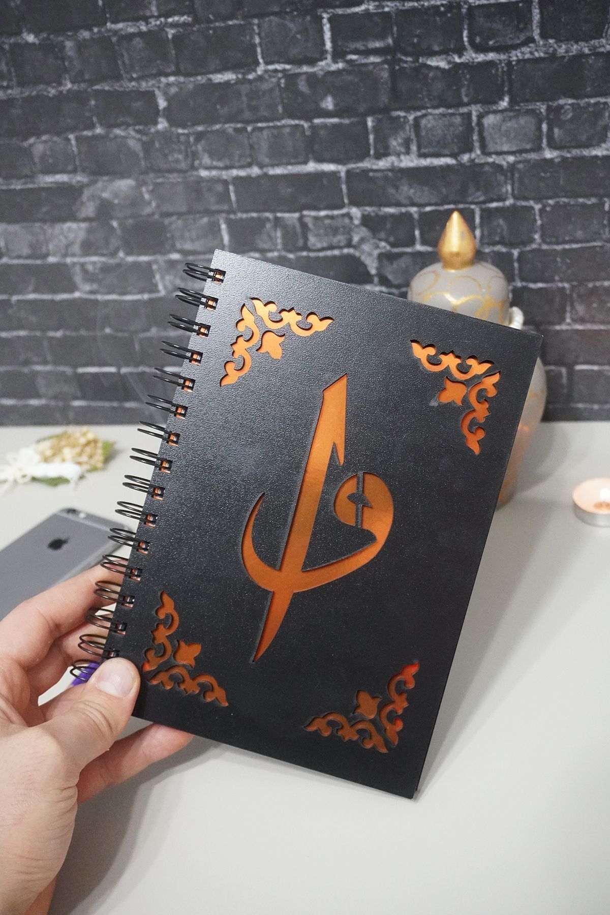 markcat A5 Günlük Planlayıcı Elif Vav Siyah Ahşap Kapaklı Defter - Dini ...