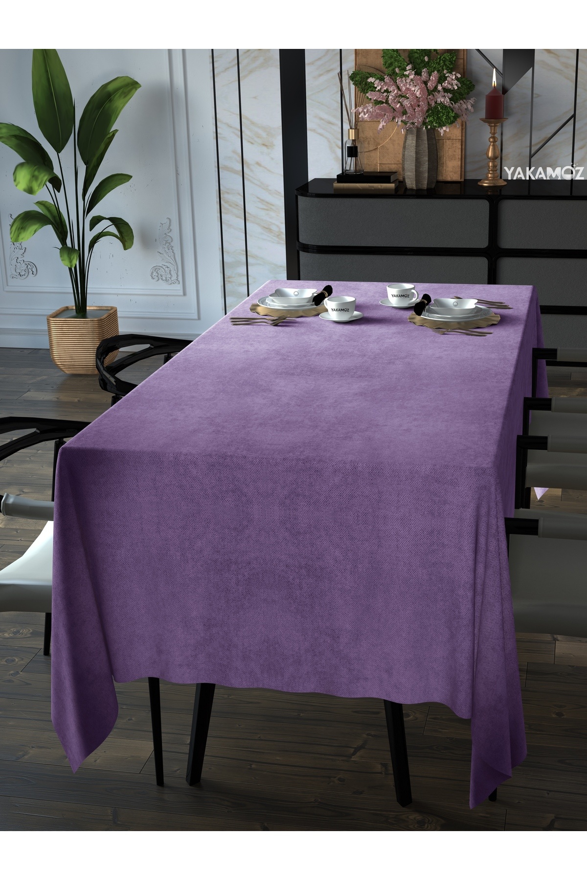 Yakamoz LİLA RENGİ KADİFE DOKULU MASA ÖRTÜSÜ DERTSİZ VELVET TOUCH ...