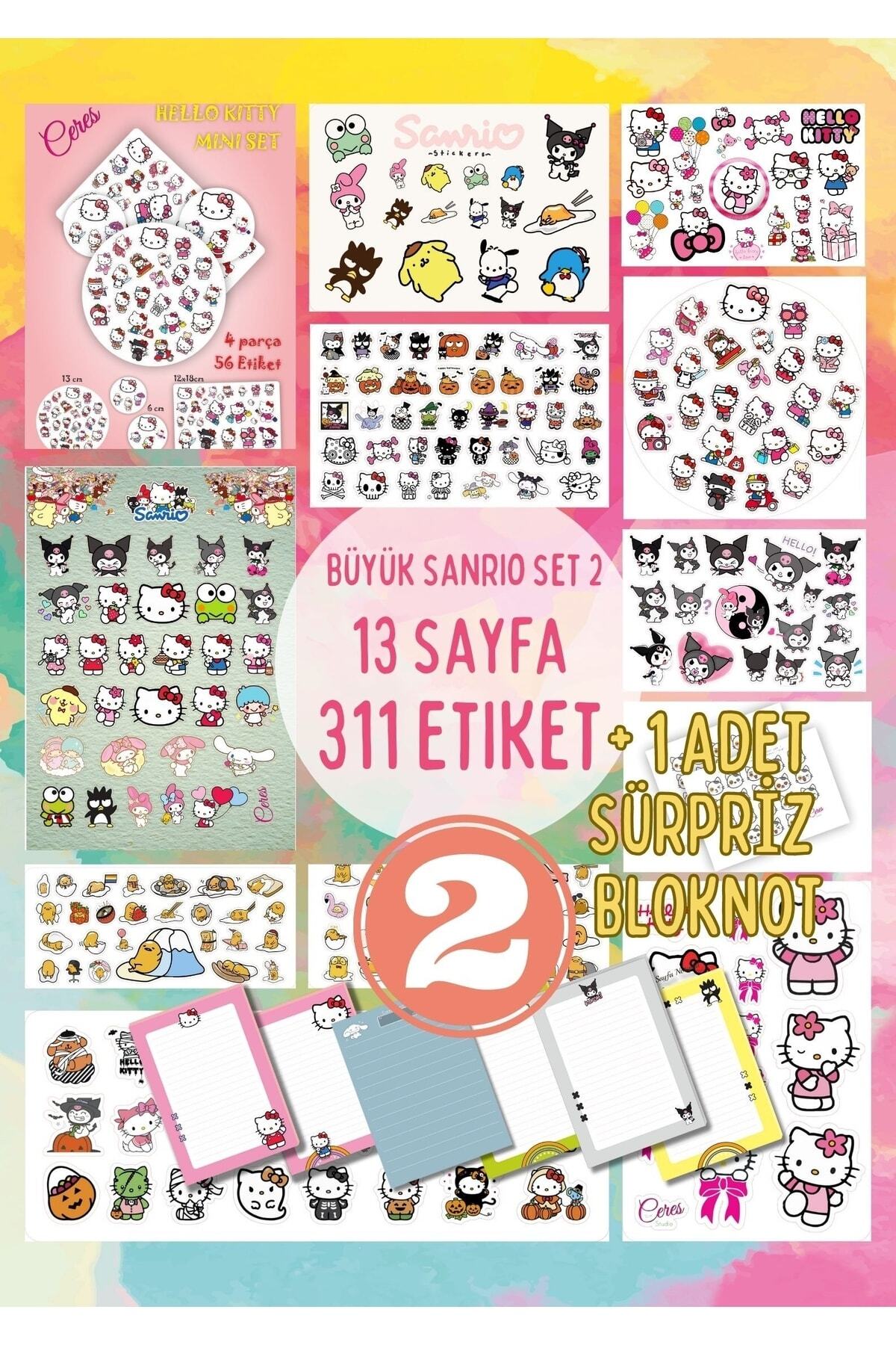 Ceres Sanrio Sticker Set 2 Hello Kitty Kuromi Melody Planlayıcı Journal Telefon Etiket Bloknot ...