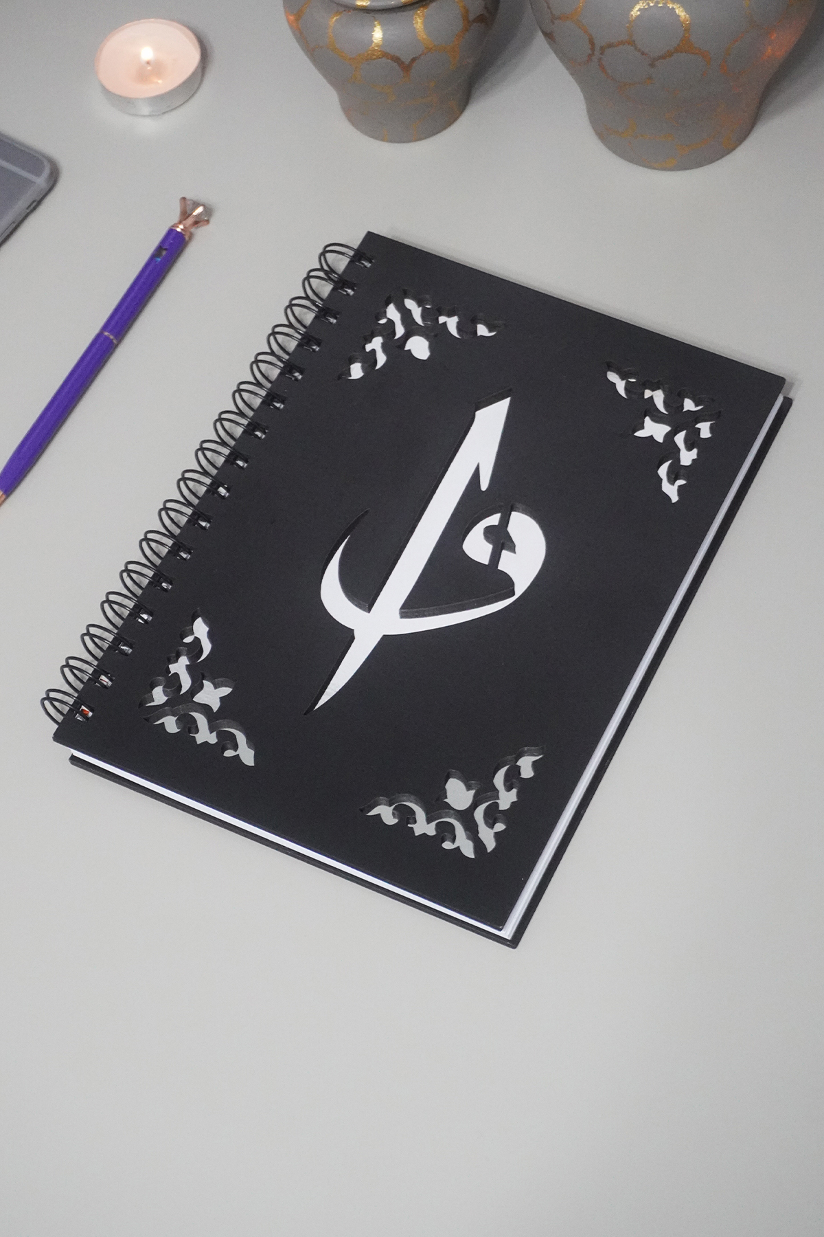 markcat A5 Günlük Planlayıcı Elif Vav Siyah Ahşap Kapaklı Defter - Dini ...