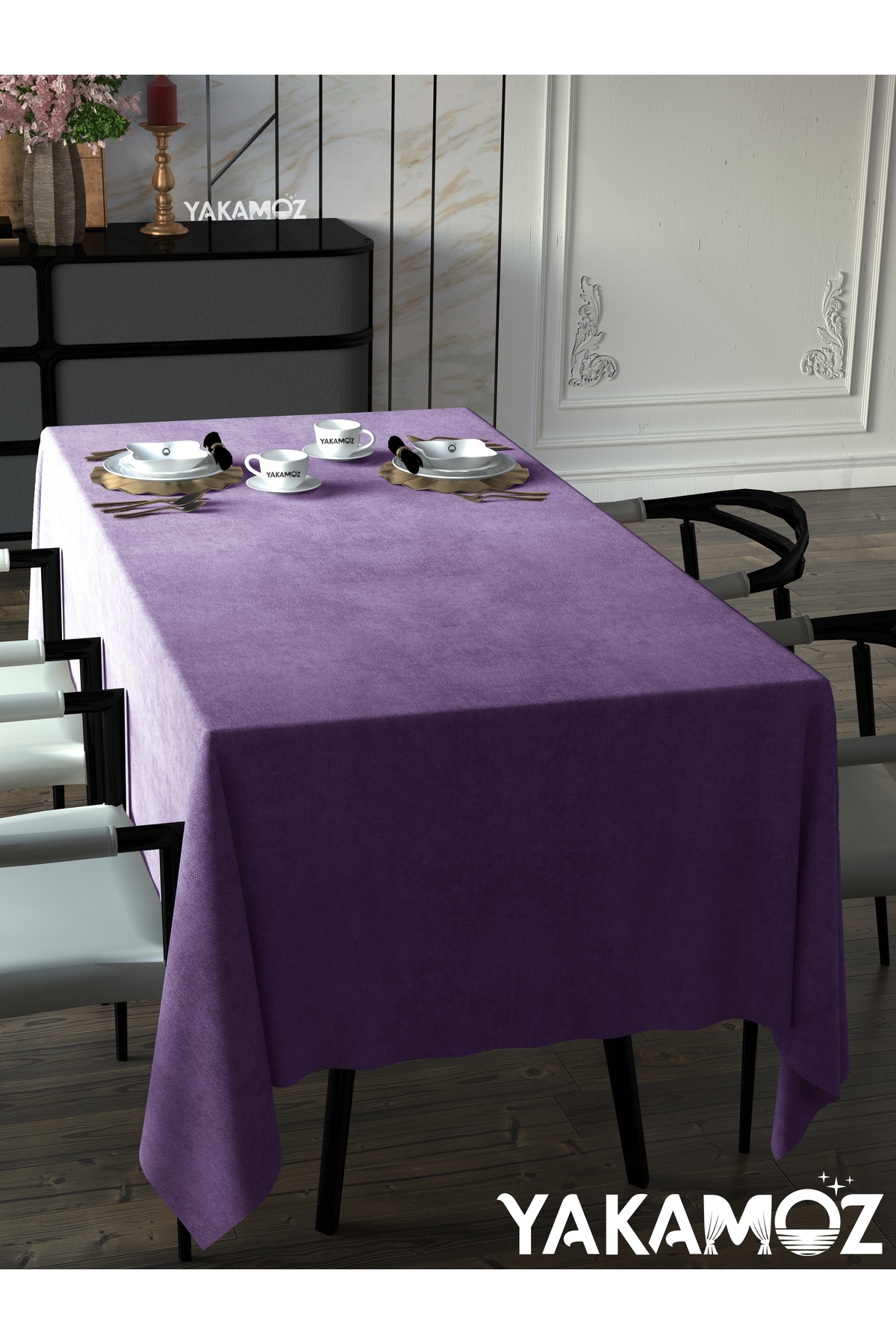 Yakamoz LİLA RENGİ KADİFE DOKULU MASA ÖRTÜSÜ DERTSİZ VELVET TOUCH ...