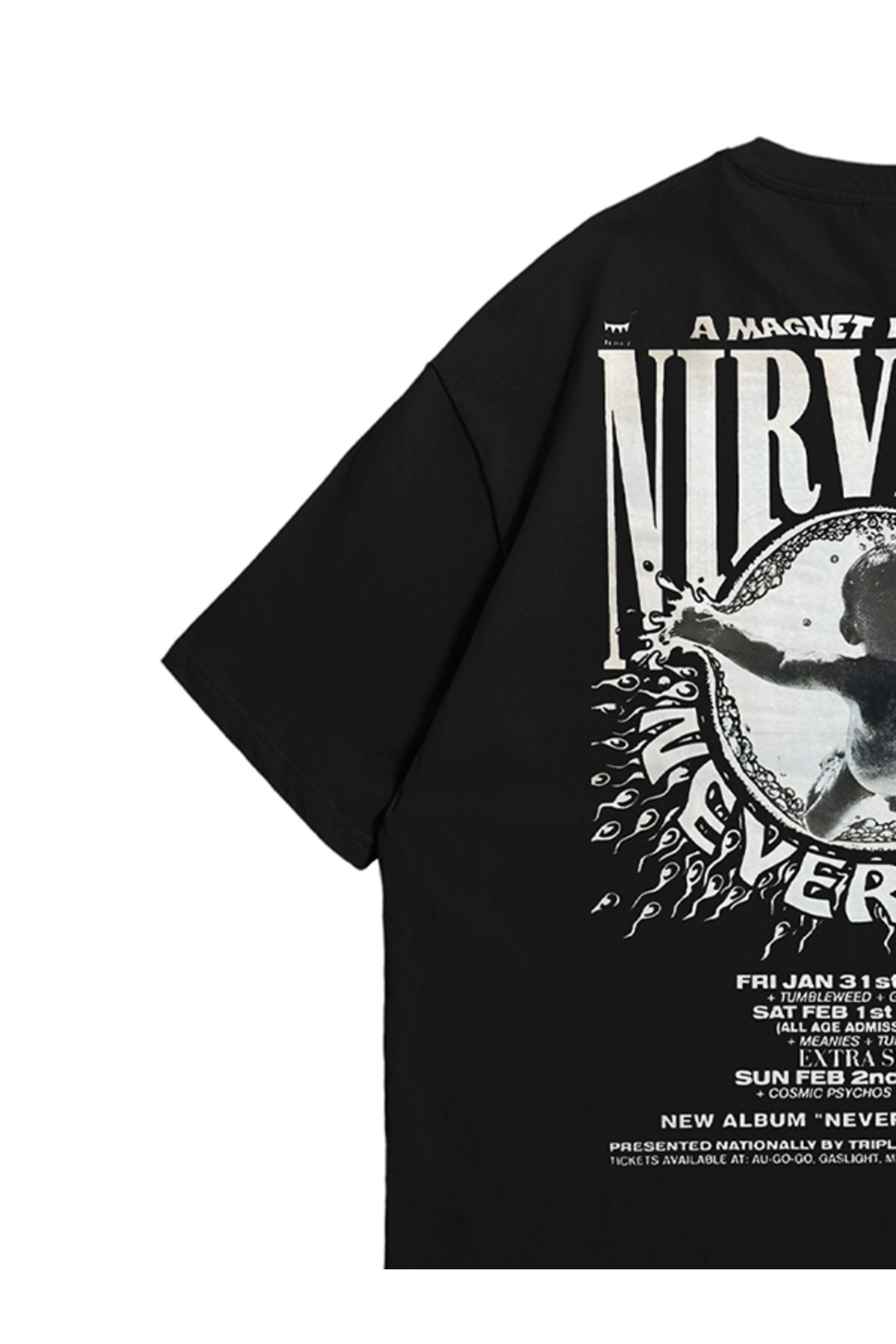 Stadium Unisex Siyah Never Mind Nirvana Baskılı Oversize Bisiklet Yaka Kısa Kollu T-Shirt ...