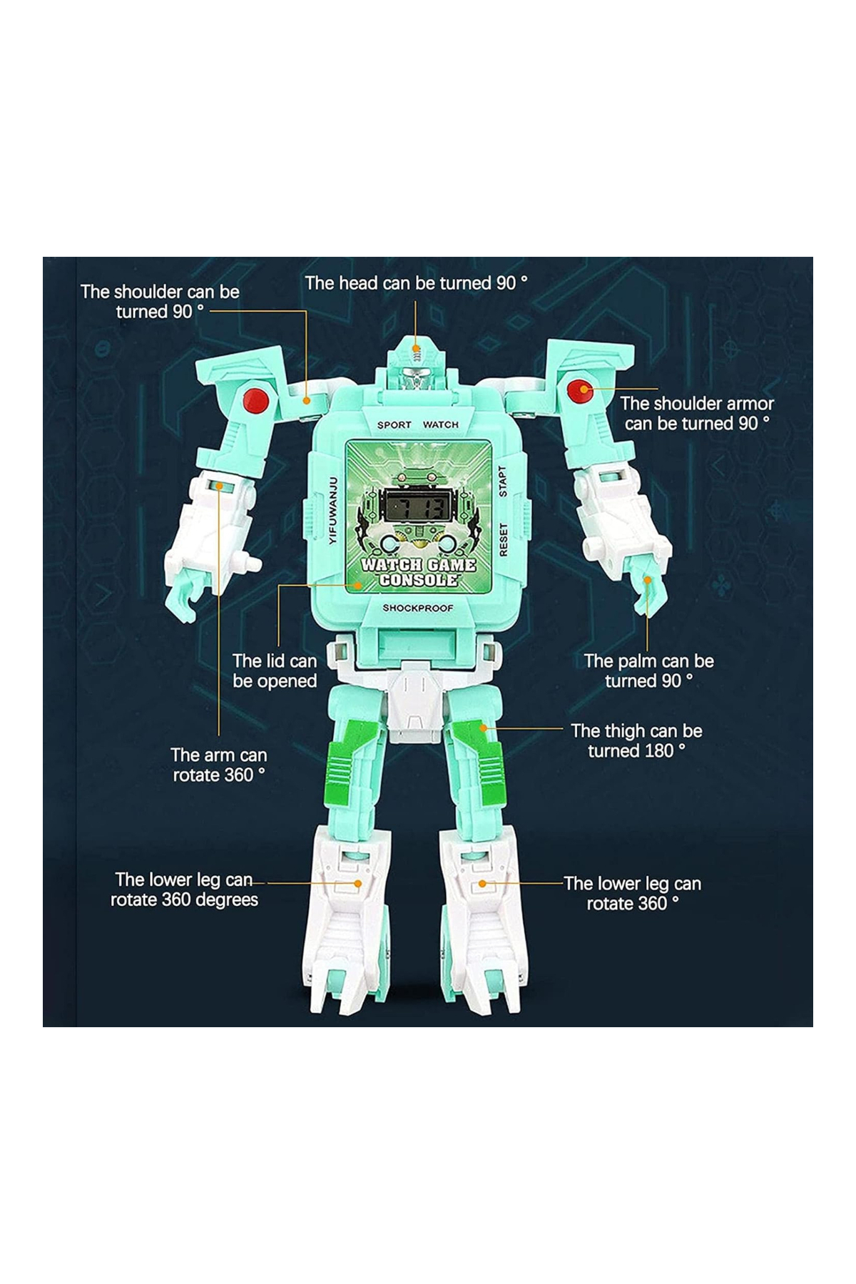 TOYFEST Tetris Oyunlu Transformers Robot Saat - Pastel Yeşil Fiyatı ...