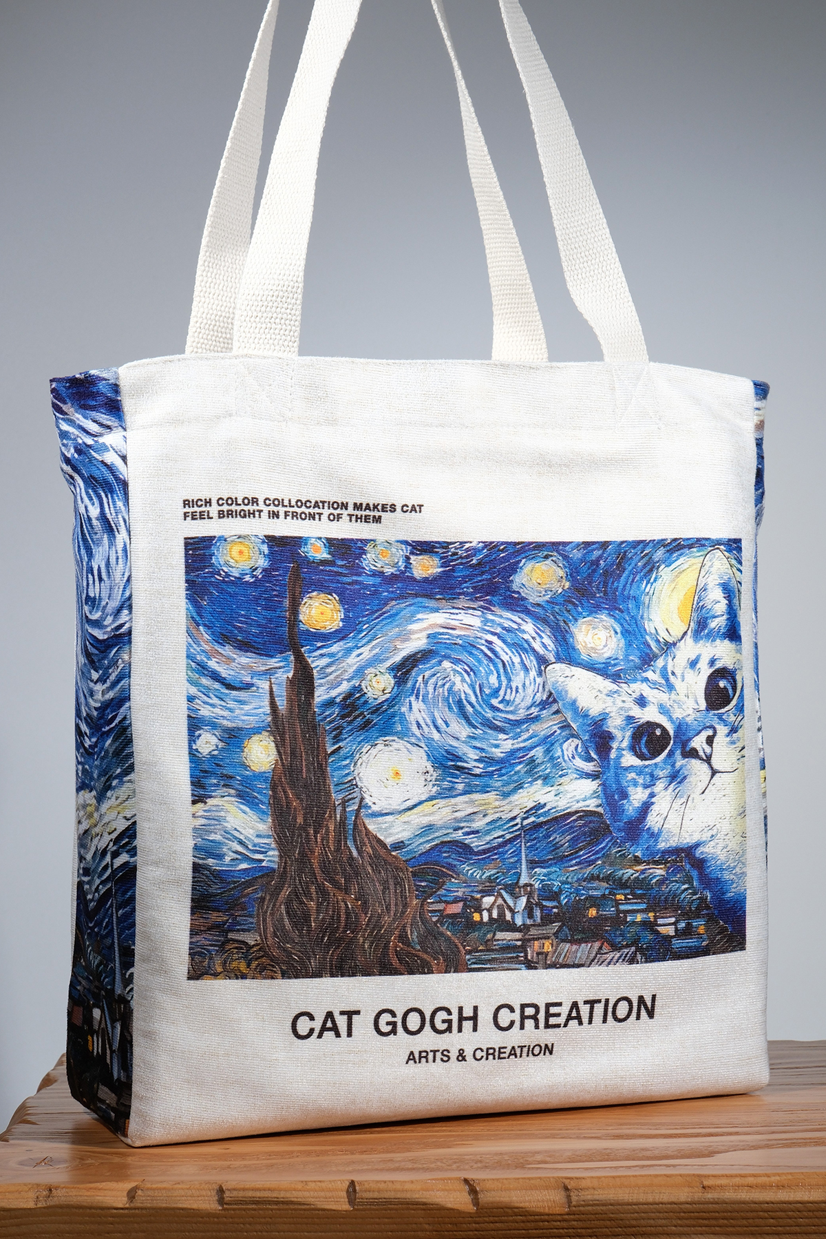 Sozakko Van Gogh Cat Creation Baskılı Körüklü Fermuarlı Omuz Çantası ...