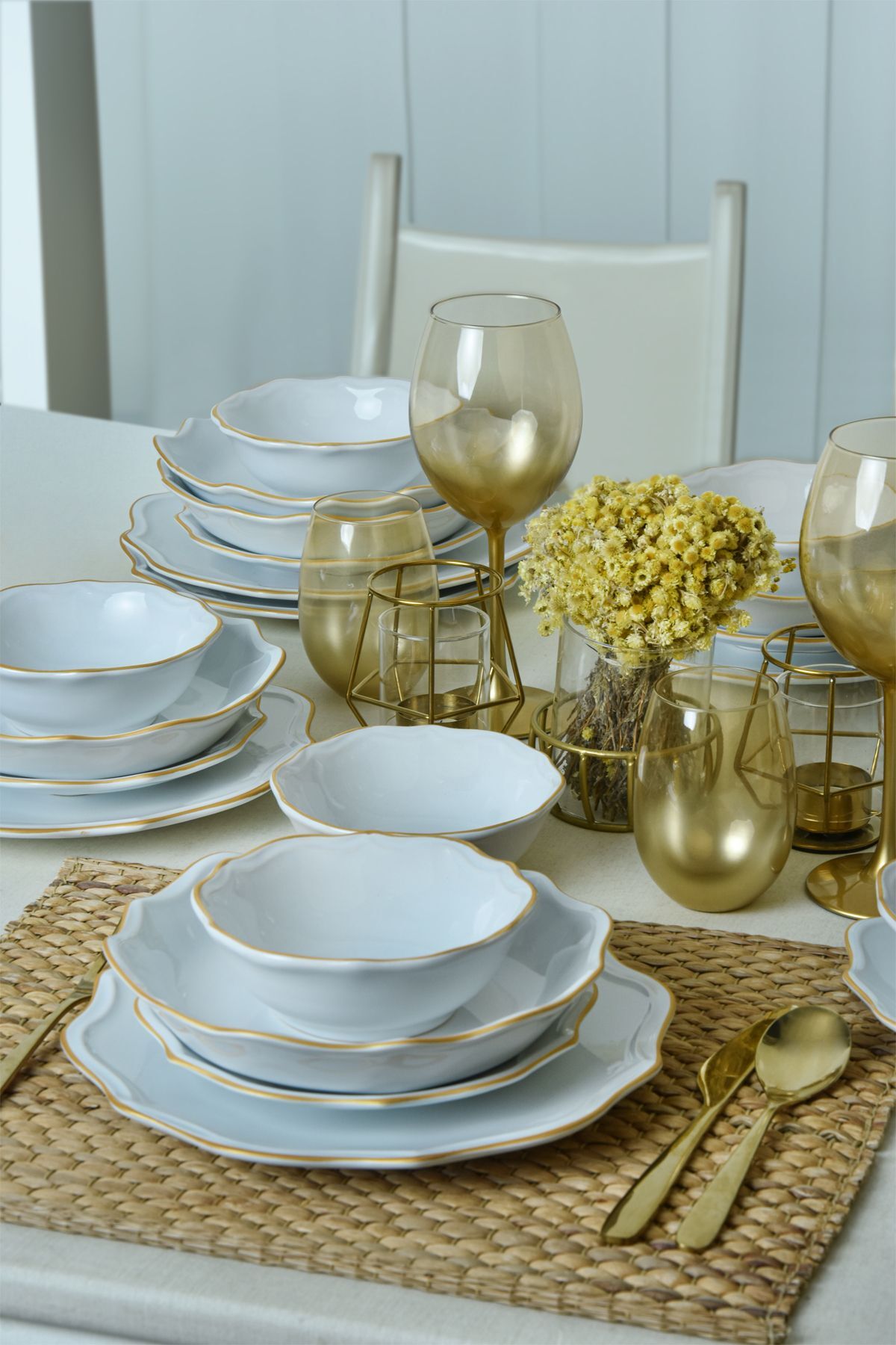Keramika Beyaz Gold File Romeo Yemek Takımı 24 Parça 6 Kişilik Fiyatı ...