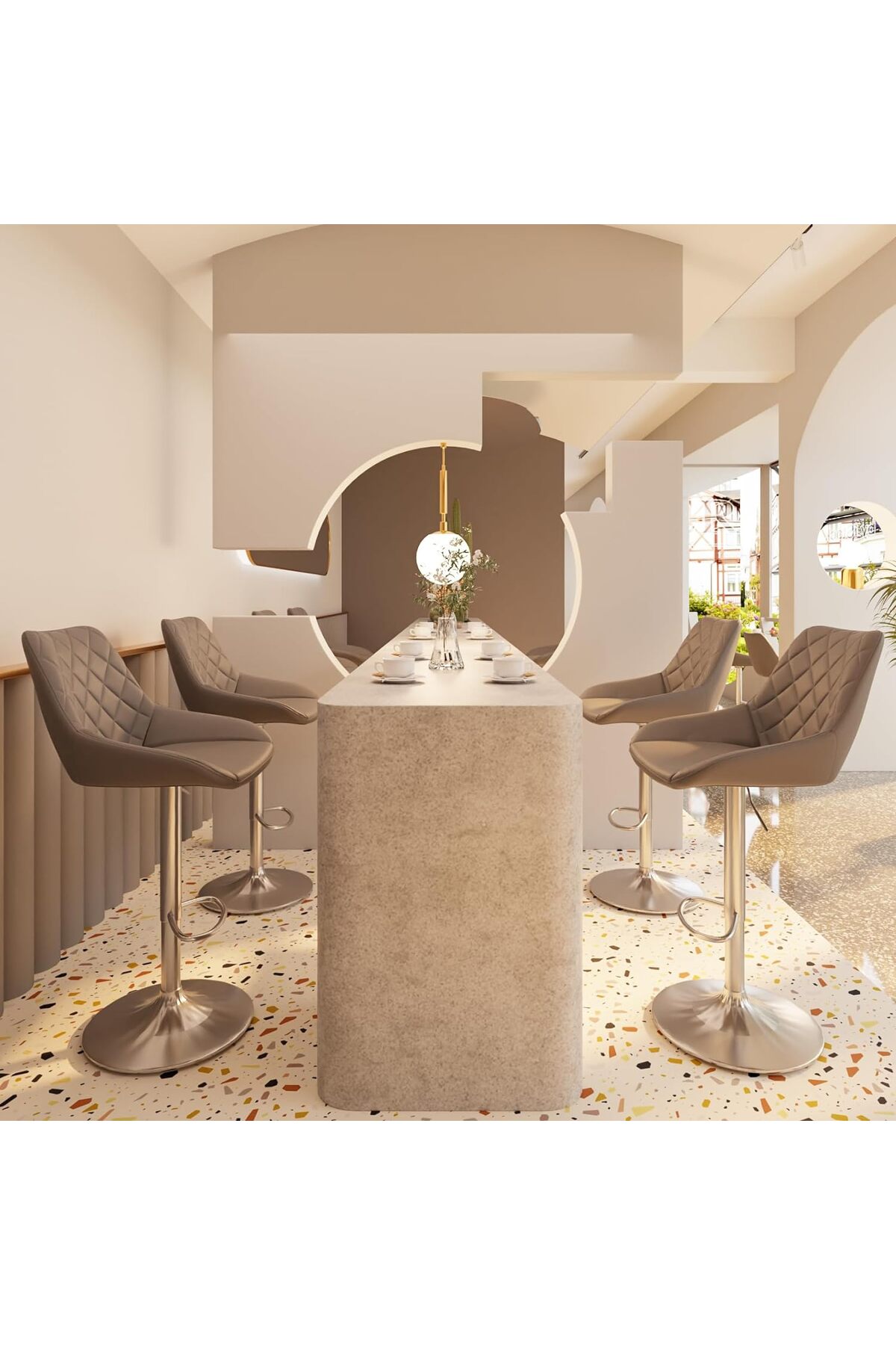 FATIVO Yüksekliği Ayarlanabilir 2'li Bar Tabureleri |360° Dönebilen ...