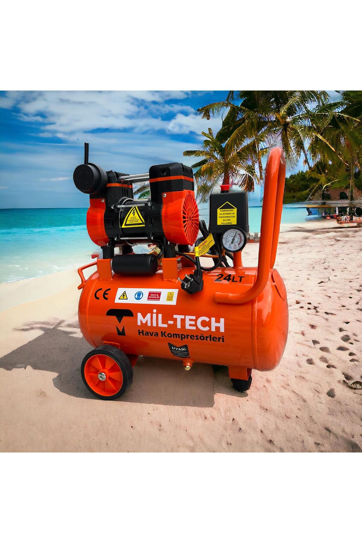 mil-tech MİL-TECH 24 LT ULTRA GÜÇLÜ SESSİZ YAĞSIZ 1.5 HP 8 BAR HAVA ...