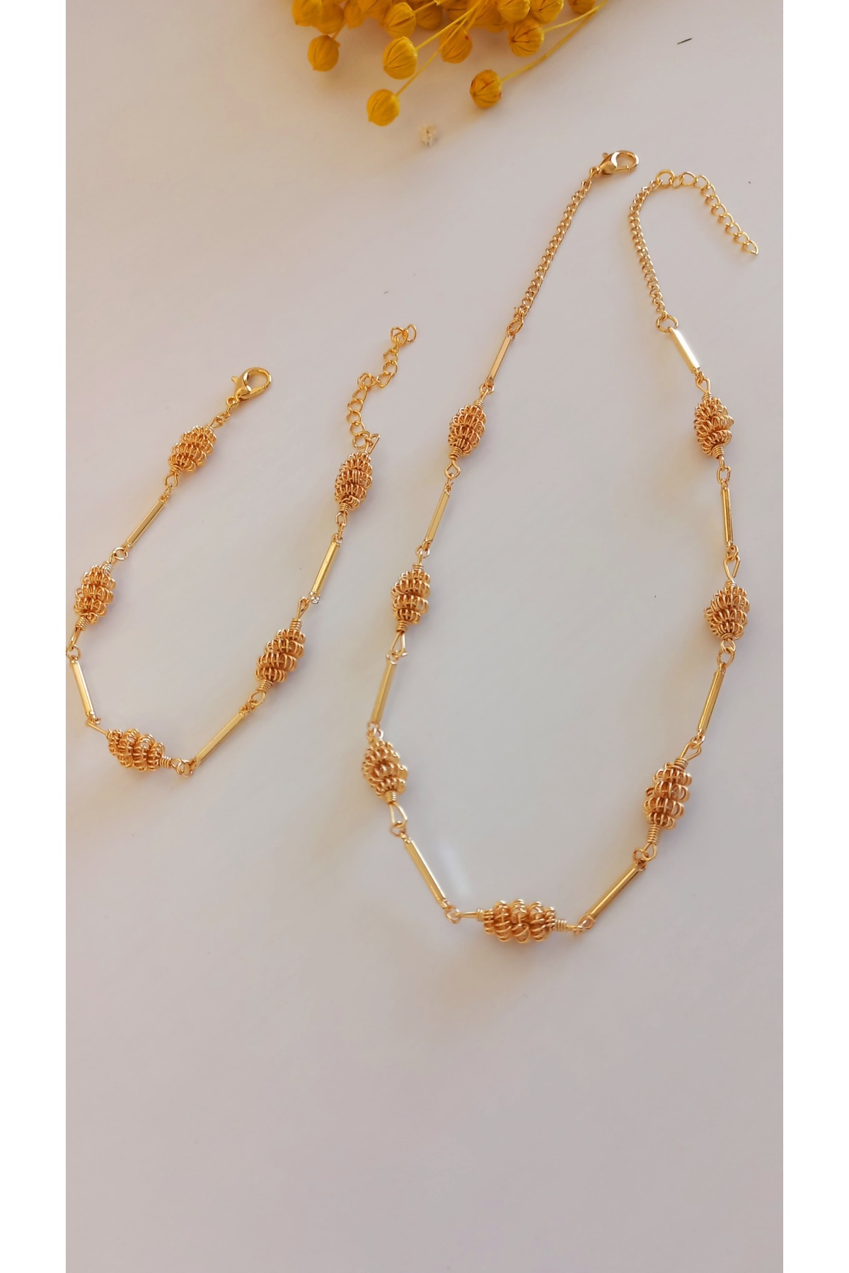 ASLIPEARL JEWELRY FASHION GELIN TAKİSİ ALTIN KAPLAMALI BİLEKLİK KOLYE ...