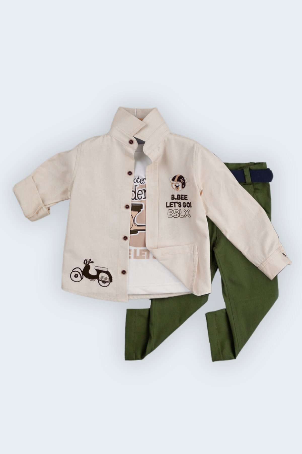 Gold Class Kidswear Motosiklet Nakışlı Düğmeli %100 Pamuk 4'lü Erkek ...