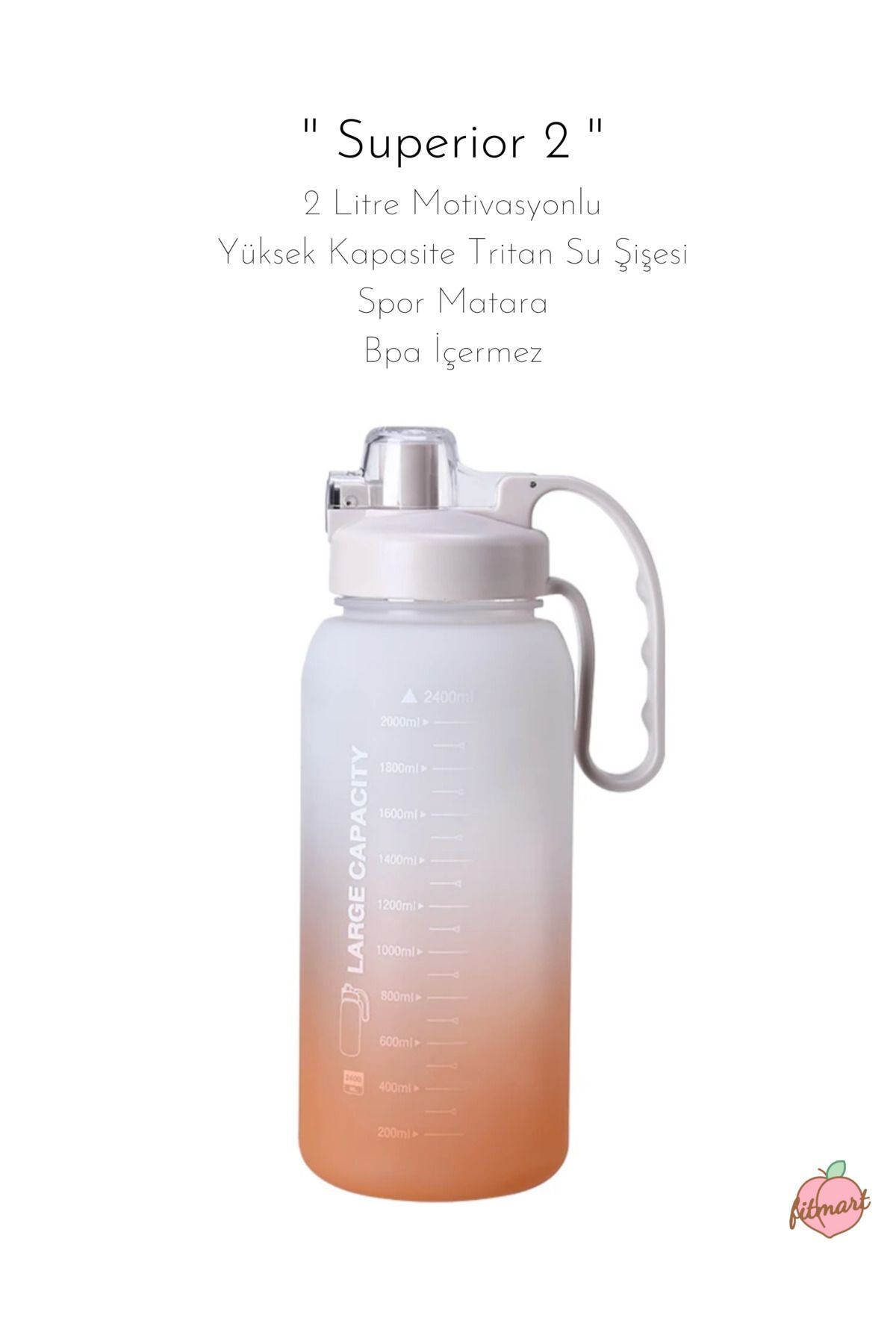 fitmart '' Superior 2 '' 2 Litre Motivasyonlu Yüksek Kapasite Tritan Su ...