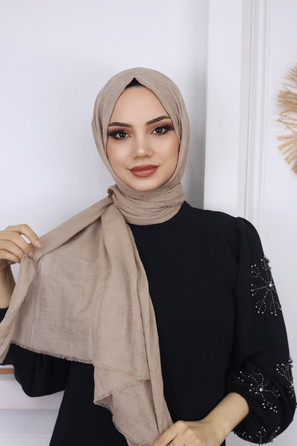 feronis Tesettür Kadın Bambu Kraş Şal Modeli _Koyu Bej Fiyatı ...