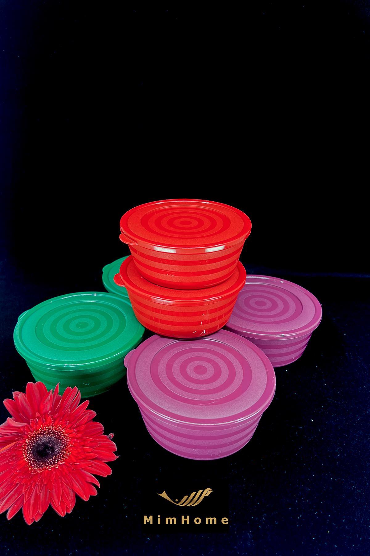 MiMW MimHome Plastik 6 adet 12,5 cm Yonca Kase+Kapaklı Saklama Kabı ...