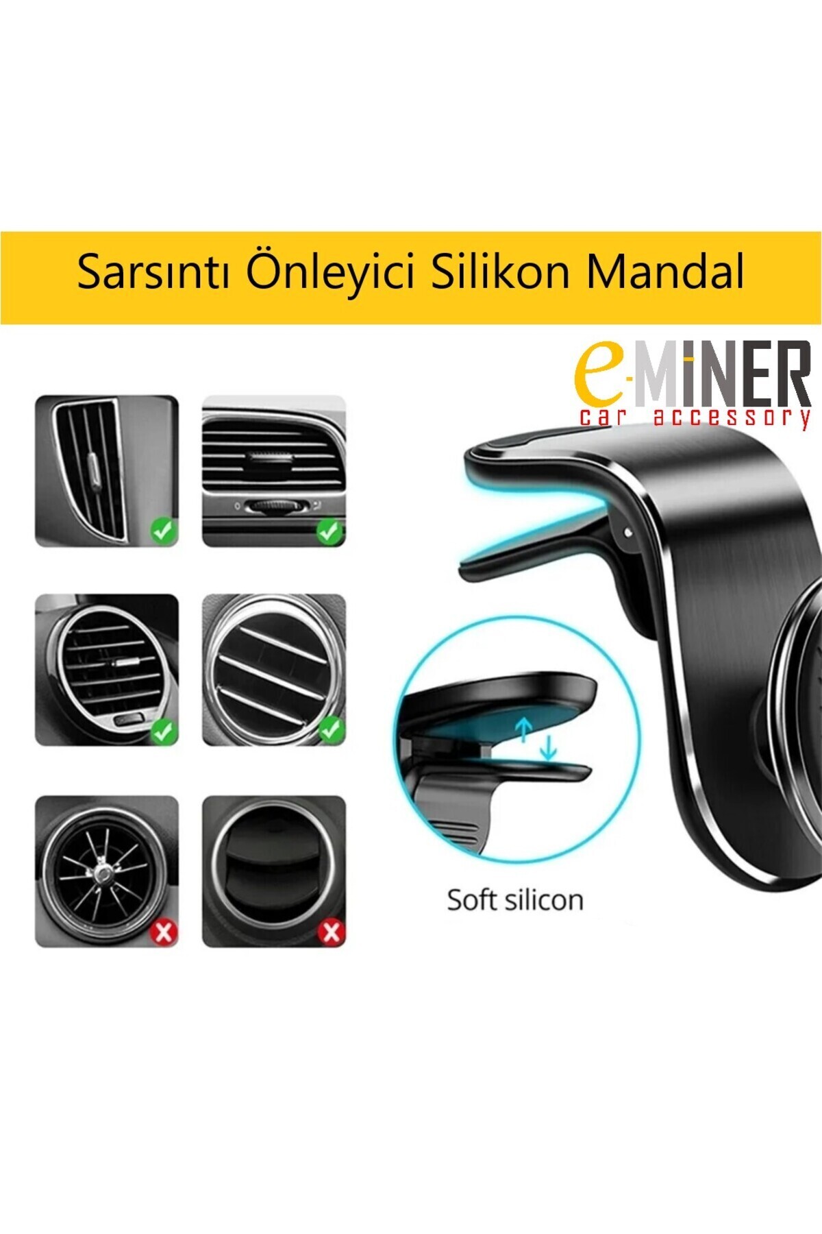 EMİNER Syrox Ph38 360 Derece Dönebilen Mıknatıslı Araç Telefon Tutucu ...