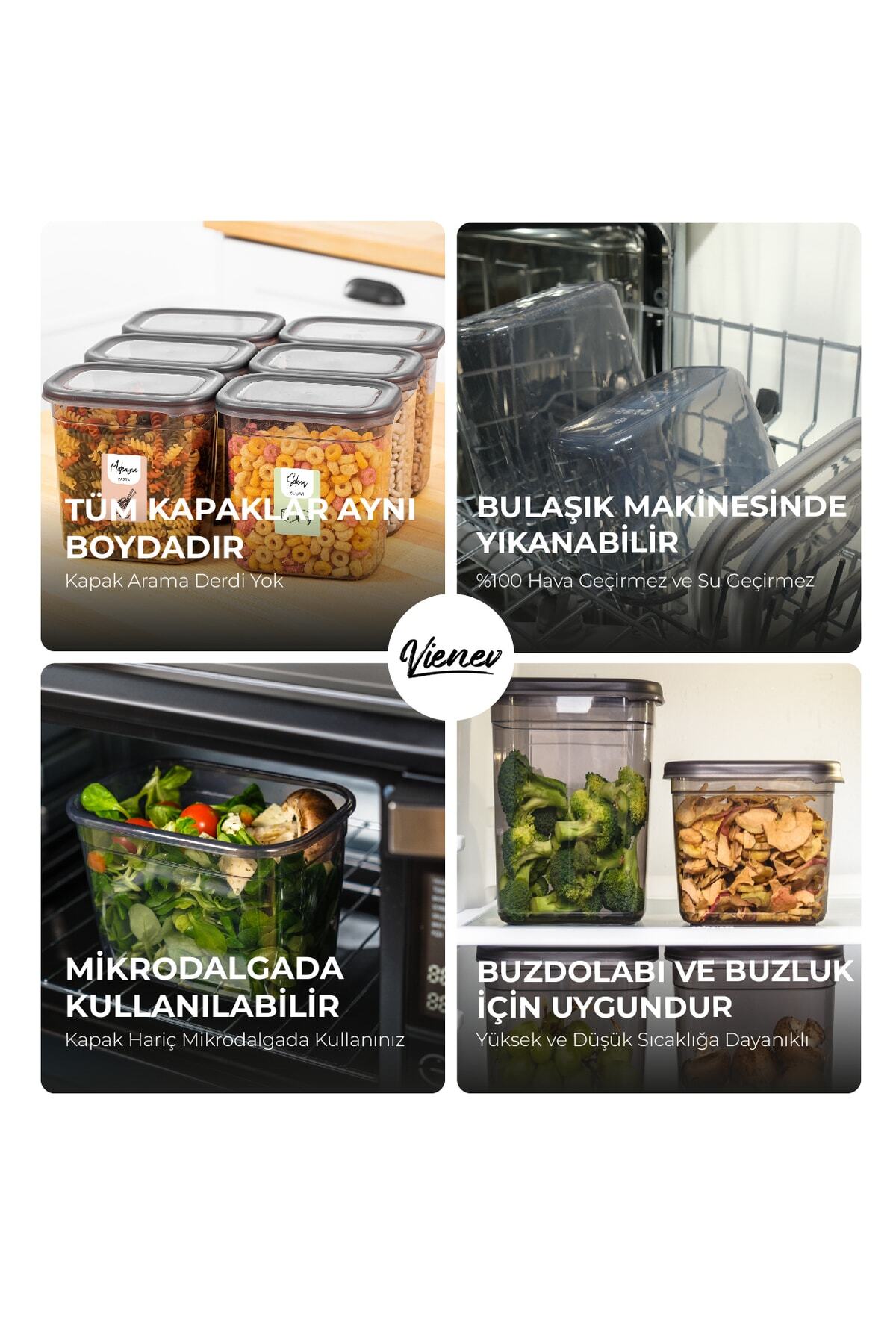 Vienev Renkli Etiketli 9lu Set Peggy Dikdörtgen Saklama Kabı 3,2 Litre ...