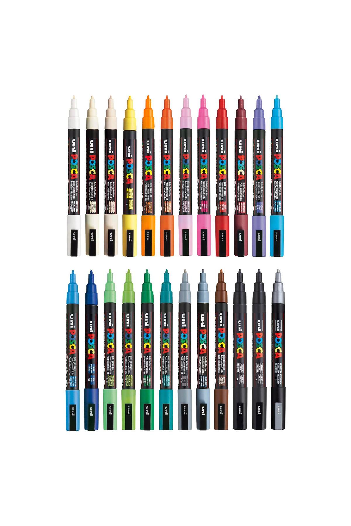 Uni Posca Pc-3m Su Bazlı Boyama Markörü 24'li Ana Renkler 0,9-1,3mm ...
