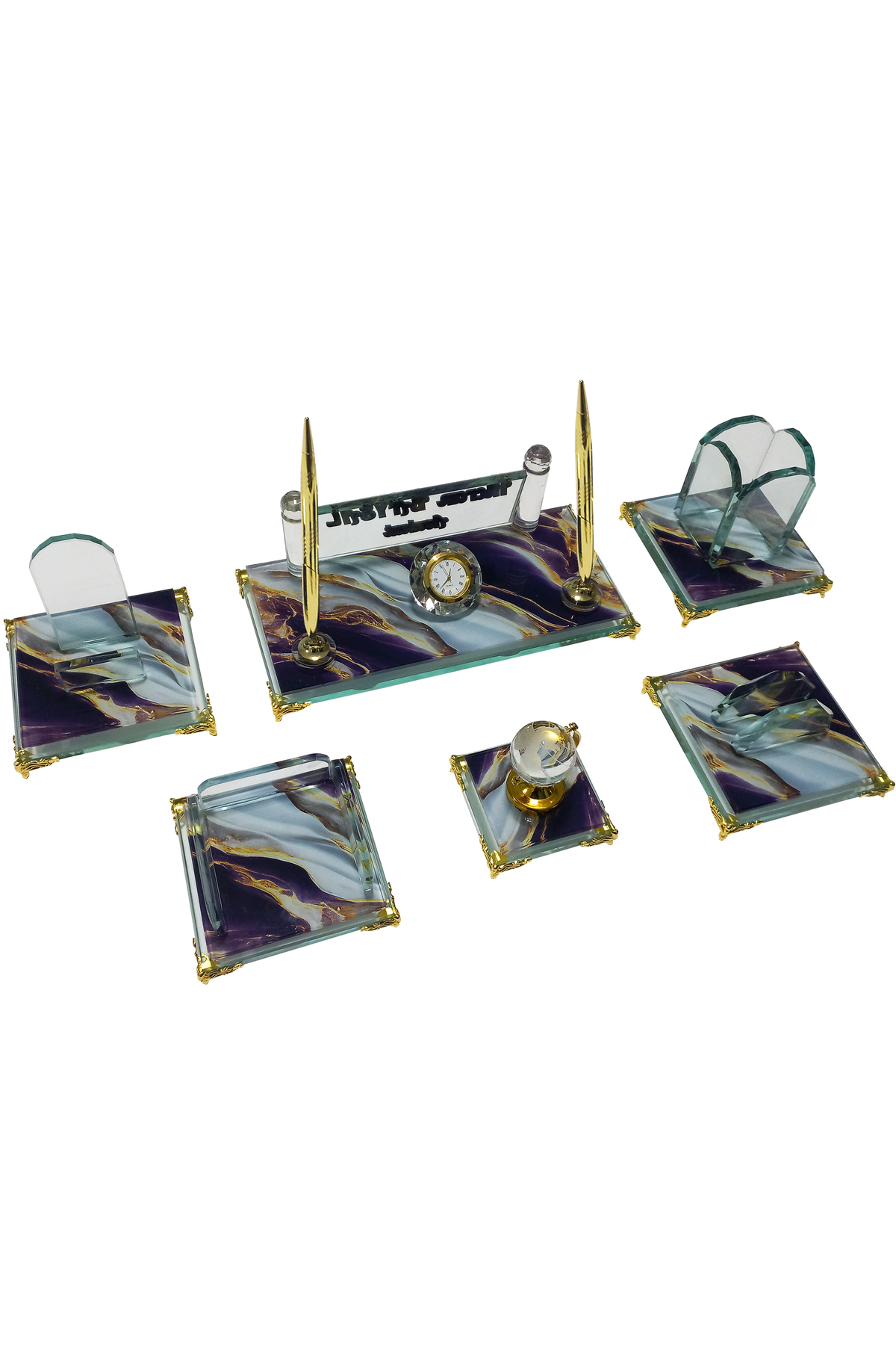 Sentez Masa Üstü İsimlik Zümrüt Mermer Desenli Masa İsimliği Sümen ...