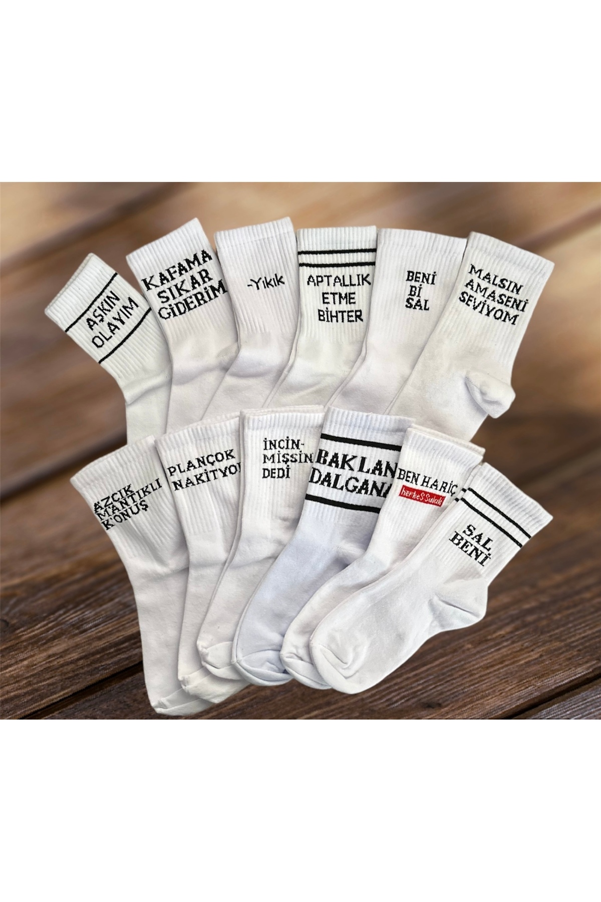 çorapdunyam 12’li Seri Yazili Neşeli Kolej Tenis Çorap - Fiyatı, Yorumları