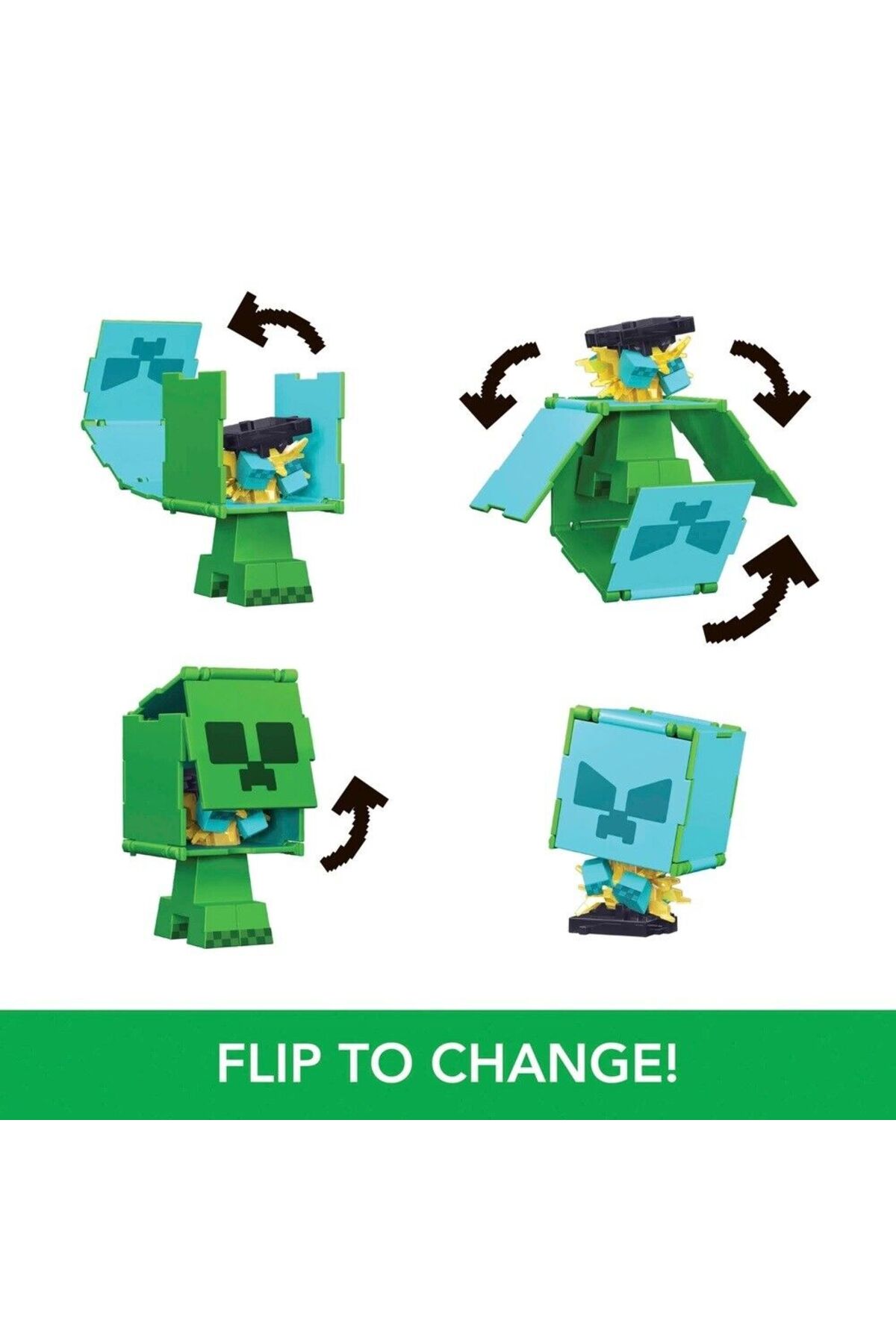 Mattel Minecraft Flippin' Figs 2 in 1 - Creeper and Charged Creeper ...