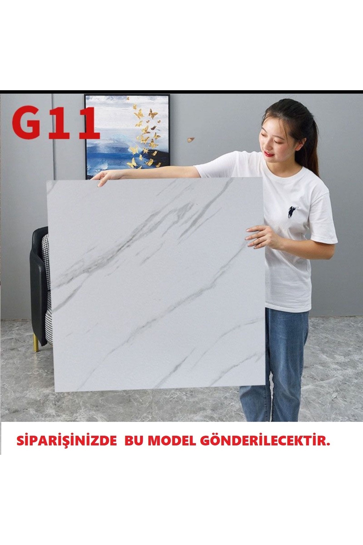 Doori Yapışkanlı Mermer Desenli Kalın Pvc Yer Kaplama Panel Beyaz 60*60 Cm 4 Adet 1,44mt2 Fiyatı ...