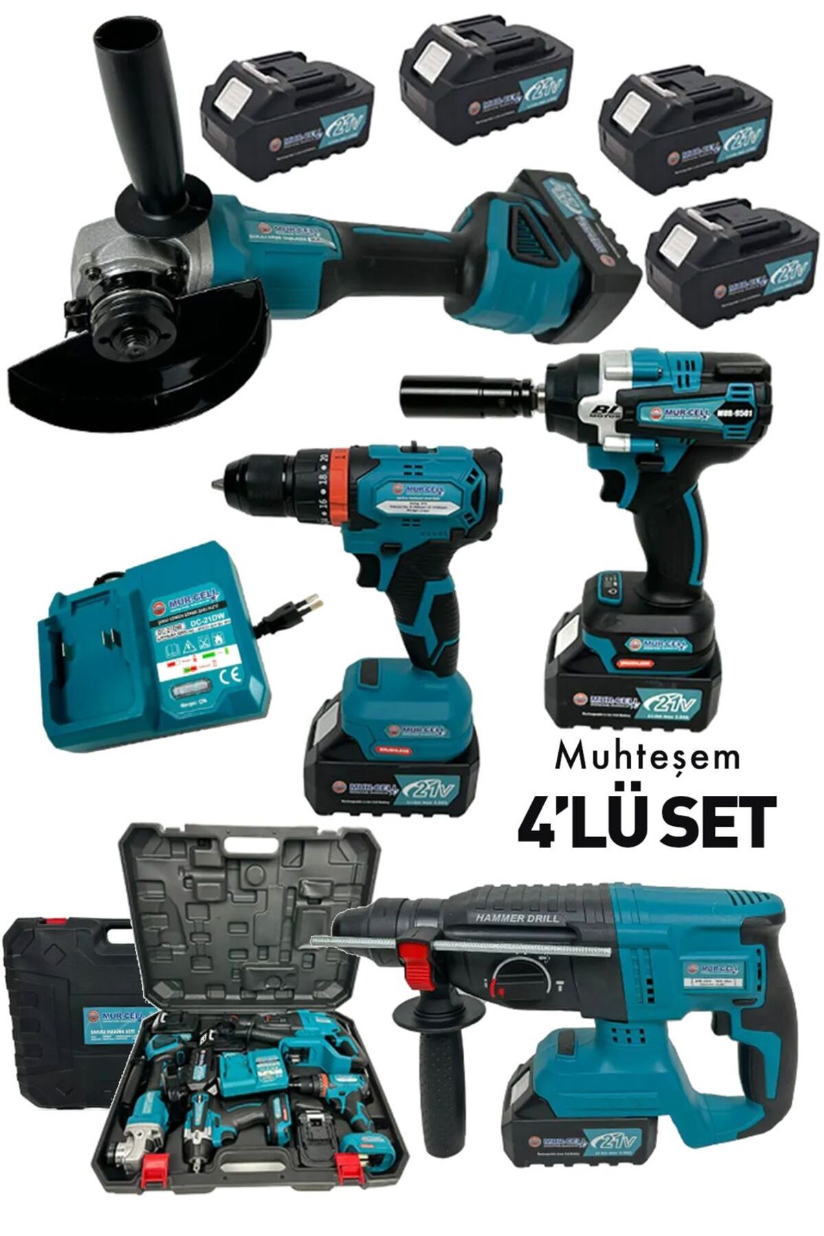Mur-Cell MURCELL ŞARJLI 4'LÜ SET DARBELİ MATKAP TORKLU SOMUN SIKMA ...