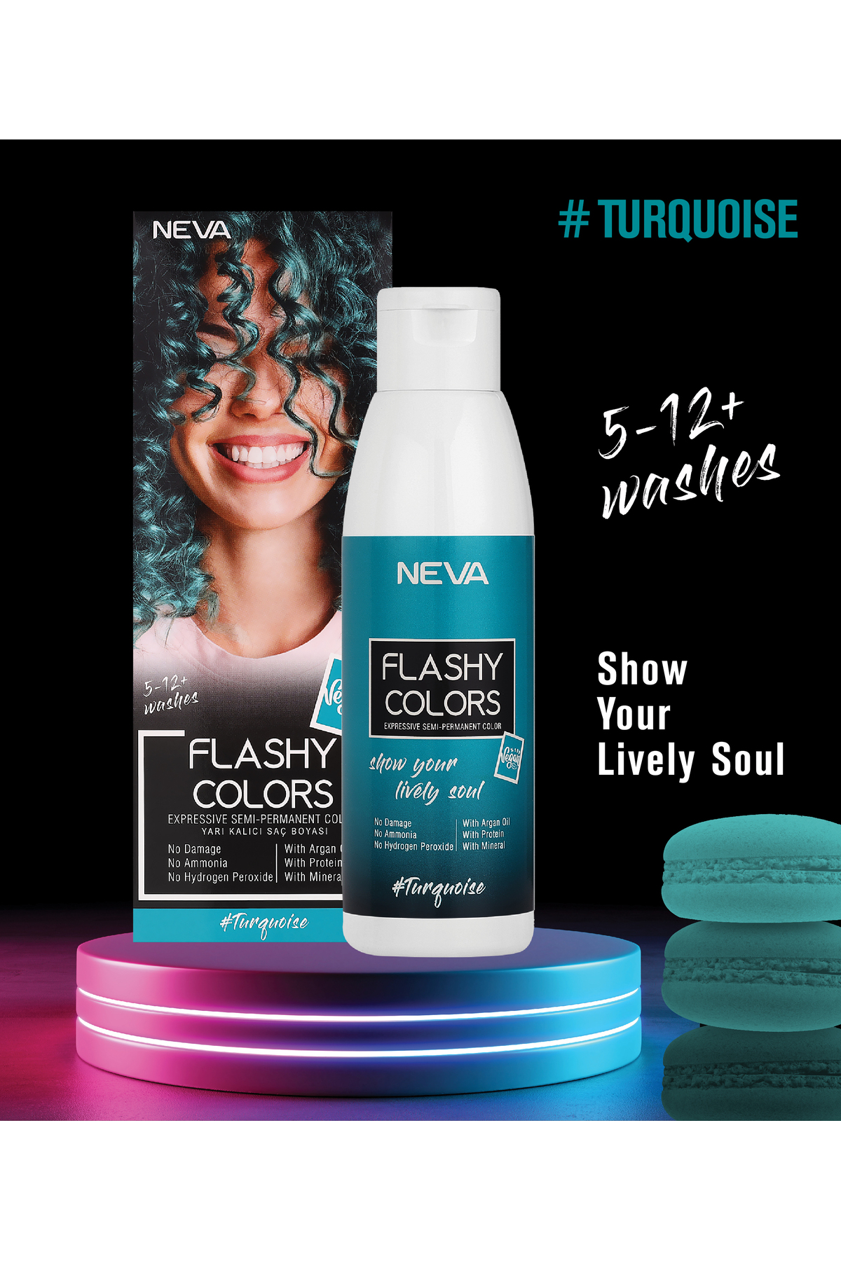 Neva Flashy Colors Turkuaz Direkt Uygulanan Yarı Kalıcı Saç Boyası ...