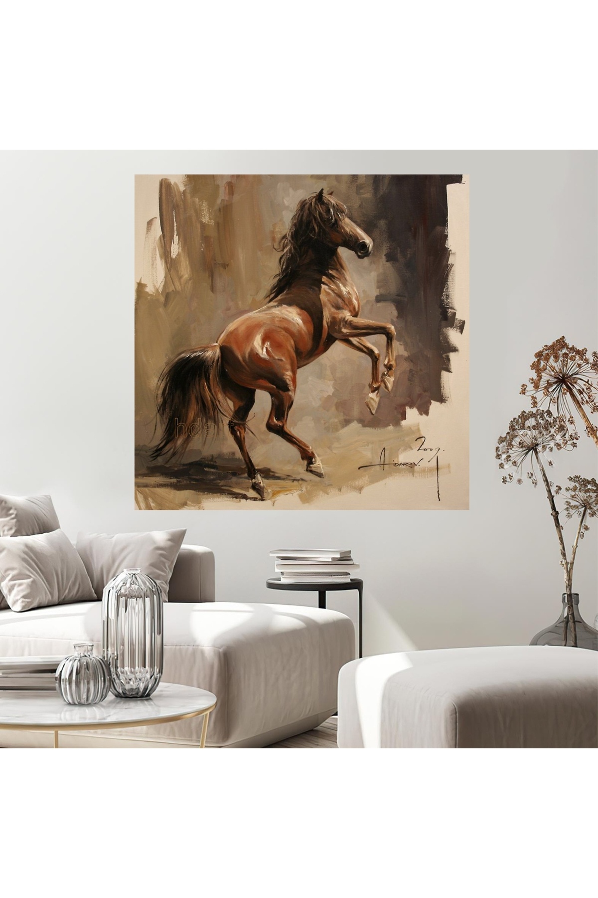 HDART Soyut Şahlanan At Kanvas Tablo Tablosu Tabloları Dev Boyut Salon Oda Ofis Cafe Duvar ...