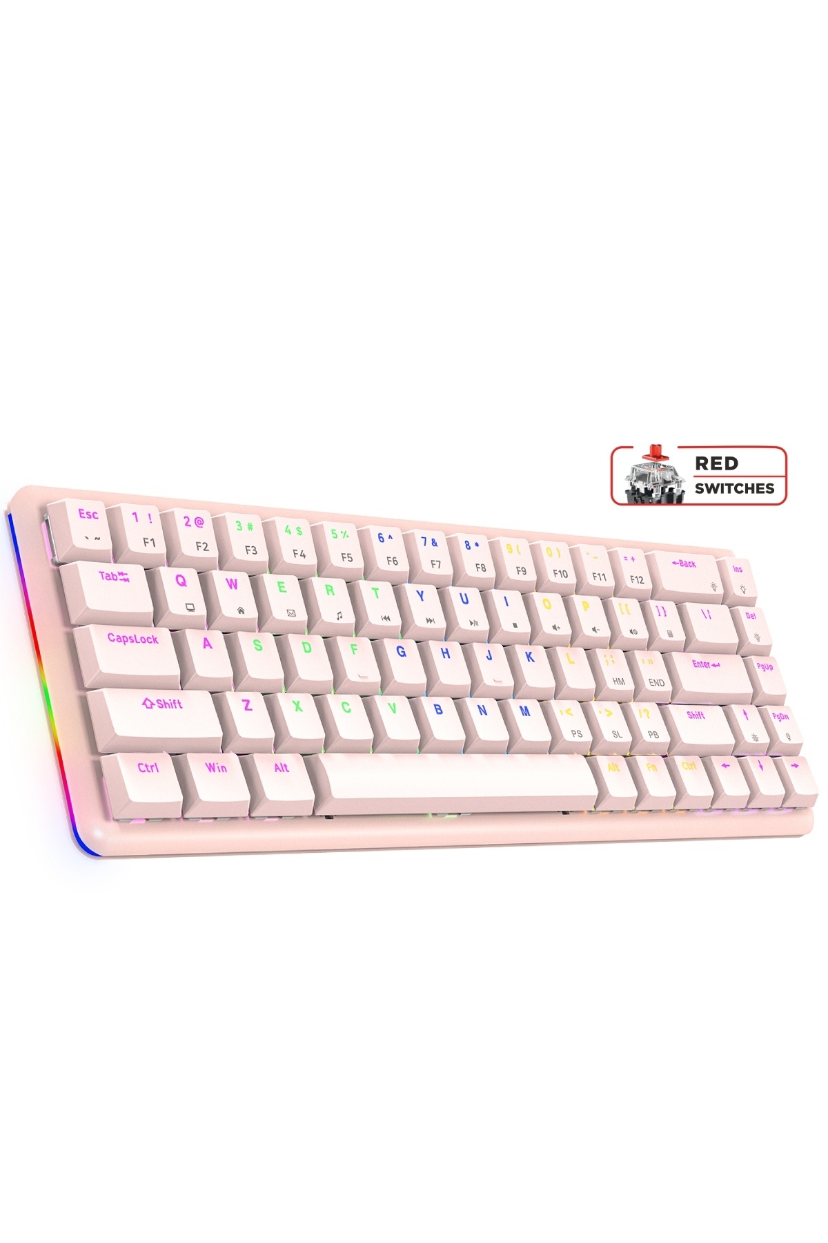 Rampage REBEL Pembe US Layout Rainbow Low Profile RED SWITCH Mekanik ...