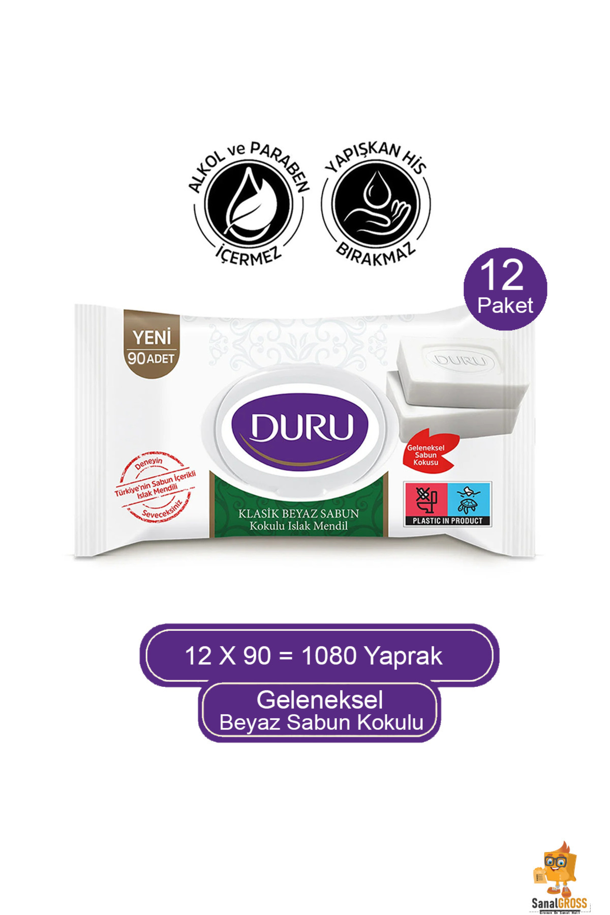 Duru Klasik Beyaz Sabun Kokulu Islak Mendil 90'lı x 12 Paket Fiyatı, Yorumları - Trendyol