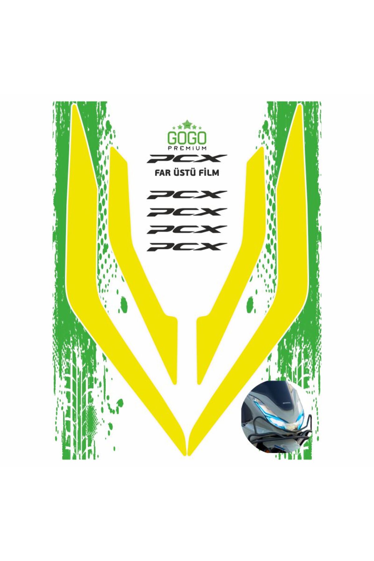 GOGOPREMİUM HONDA PCX 2021 - 2024 UYUMLU FAR ÜSTÜ FİLM FLO SARI ...