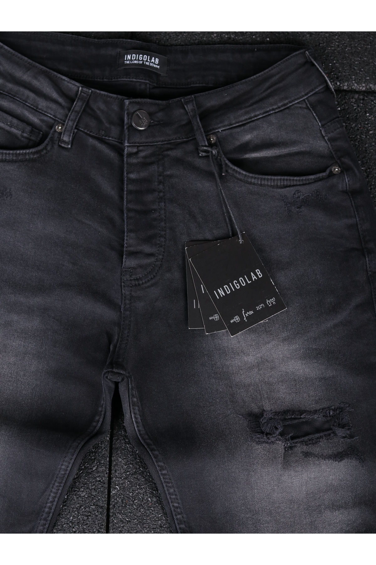 INDIGOLAB Erkek eskitmeli siyah jean pantolon lazer detaylı Fiyatı ...