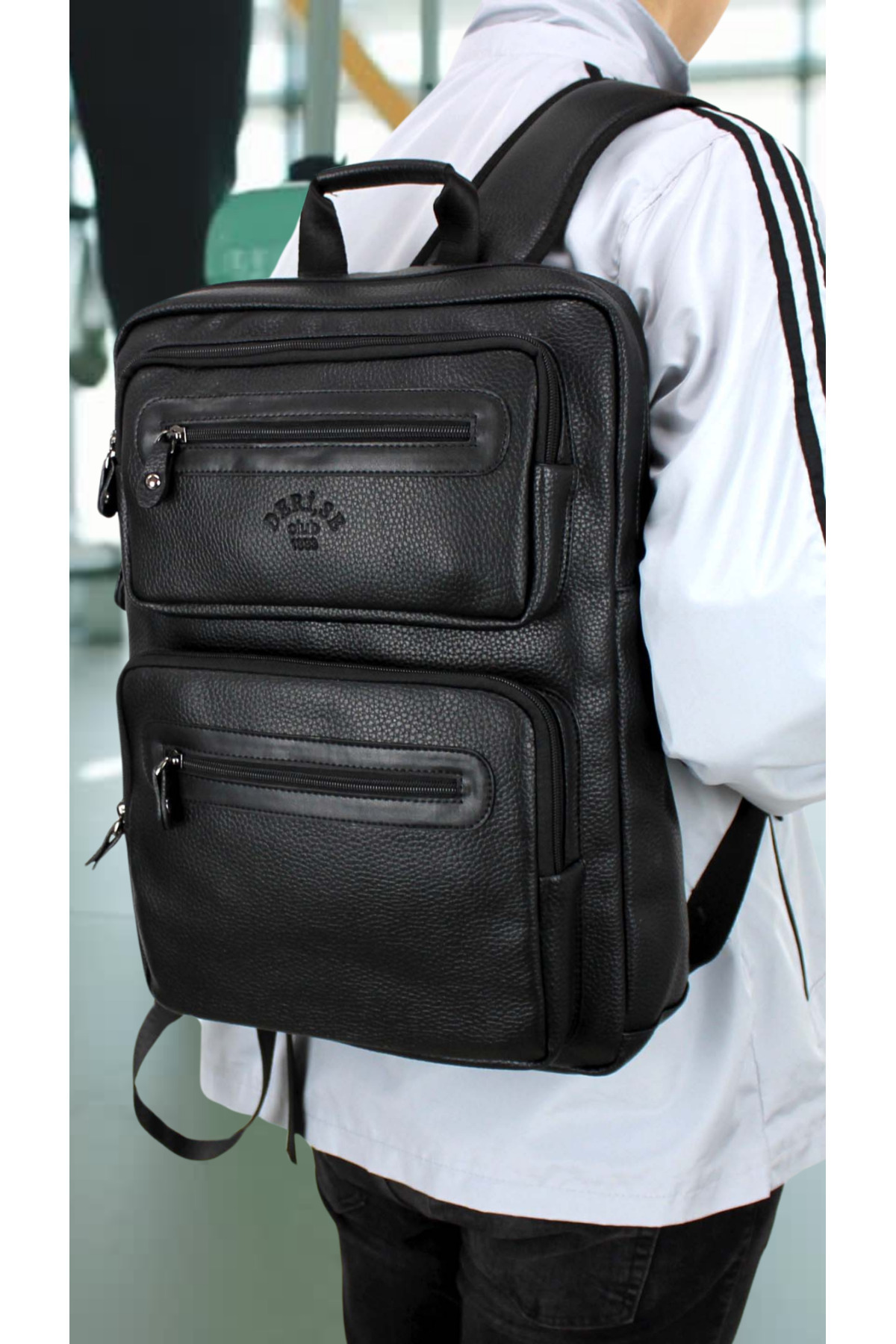 deri,se club Erkek Siyah Renk 15,6 Inç Laptopçantası Çok Bölmeli Evrak ...