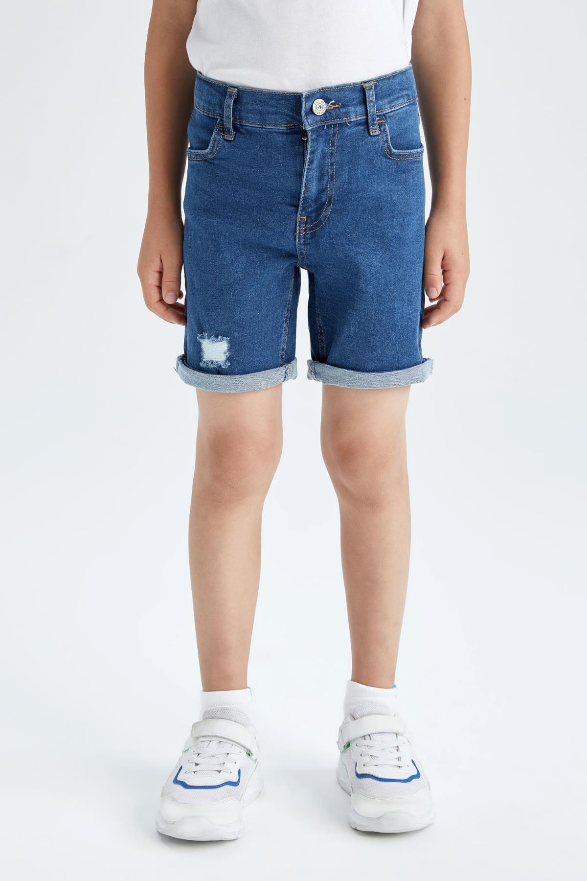 Defacto Boy Boy Ripped Detailed Jean Bermuda - Trendyol