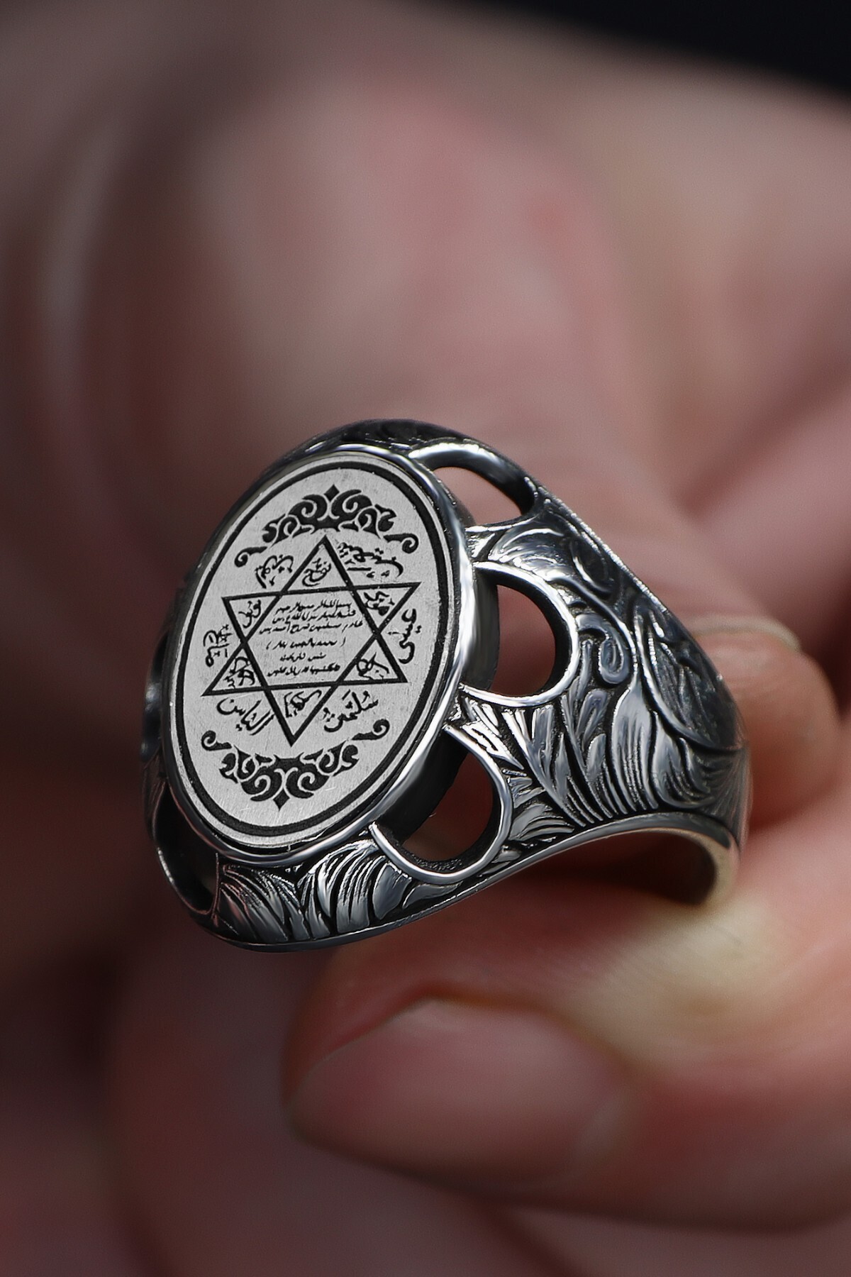 BayVog Hz.Süleyman Mühürlü El İşlemeli 925 Ayar Gümüş Erkek Yüzük ...