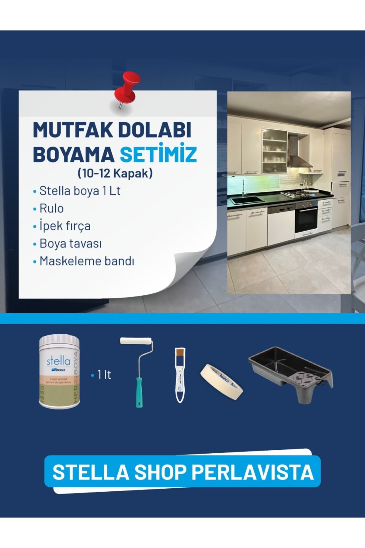 Bianca Stella Mutfak Dolabı Boyama Seti (10-12 Kapak) - Fiyatı, Yorumları