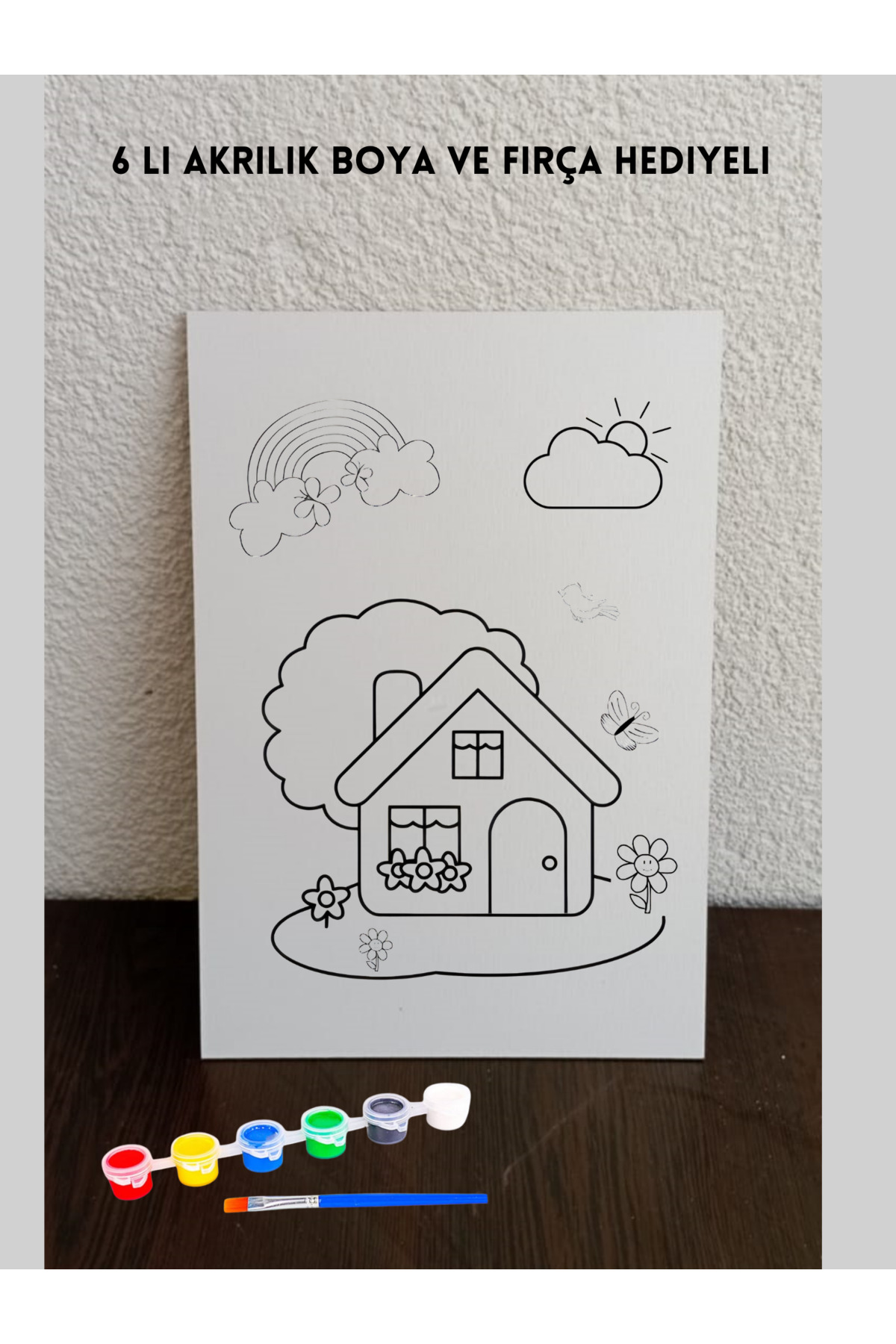 Cemira Ev Ağaç Ahşap Boyama, Anaokulu Çocuk Boyama Etkinliği, Ahşap ...