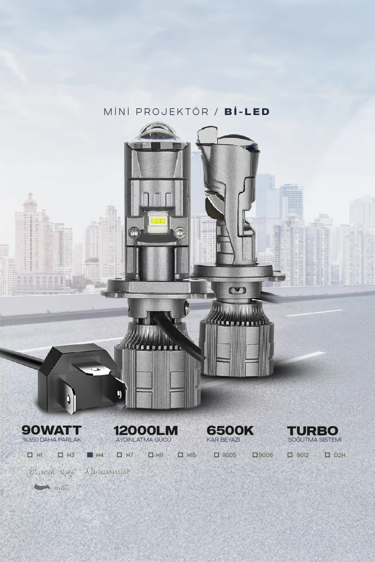 C9 H4 Bi-LED Mini Projektör Lens 90W 16000LM - Fiyatı, Yorumları