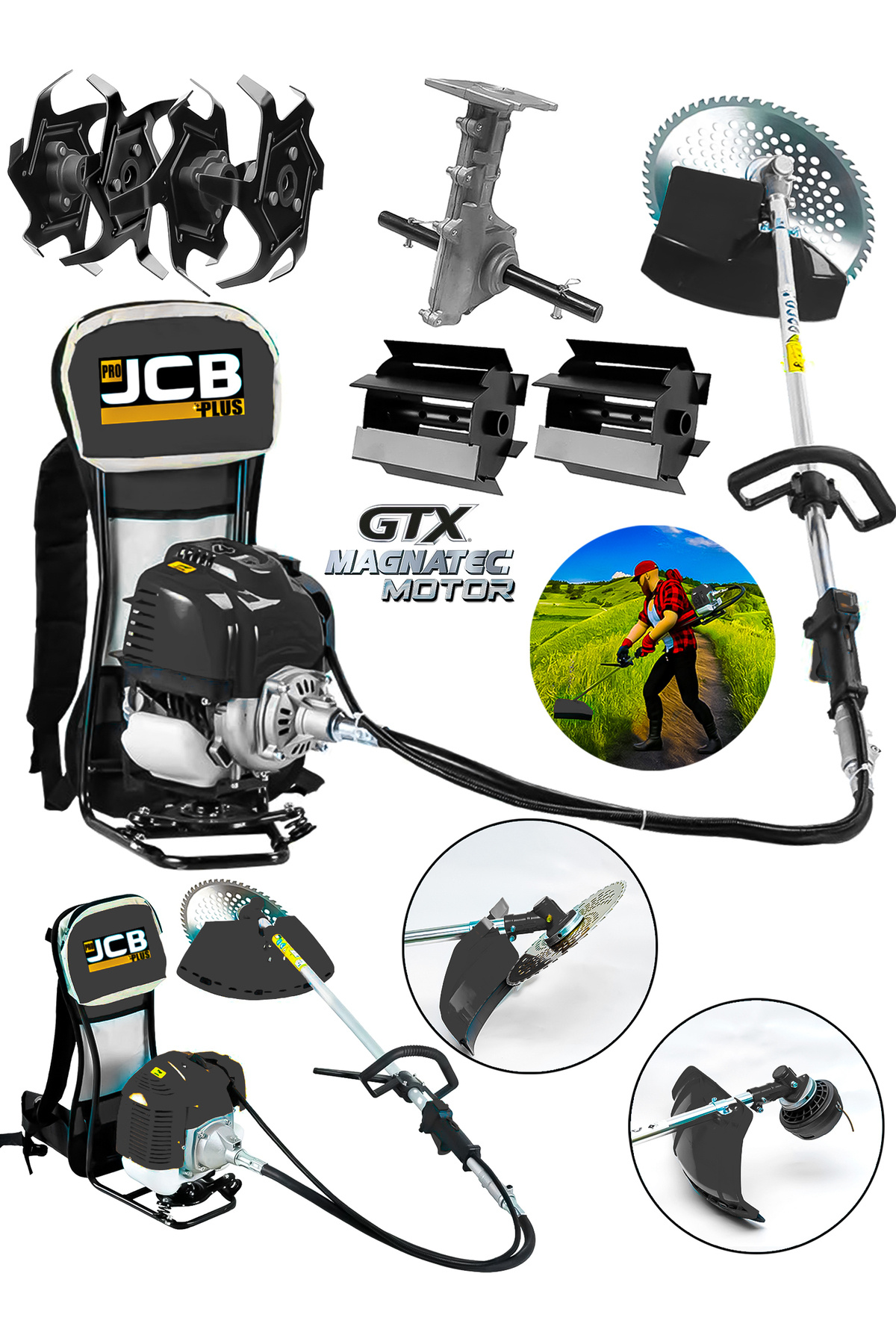 Projcb Plus American Jupiter 3 LÜ Bahce Seti 14 Hp Sırt Tırpan Toprak