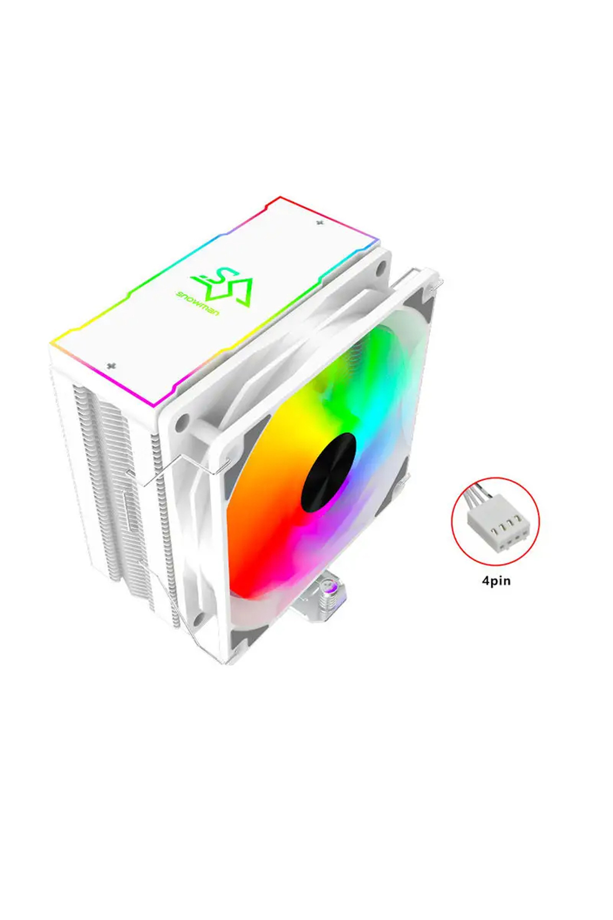 Snowman MT4-V3 12CM COLORFUL FAN 4PİN + 4 BAKIR BORULU PREMİUM BEYAZ ...