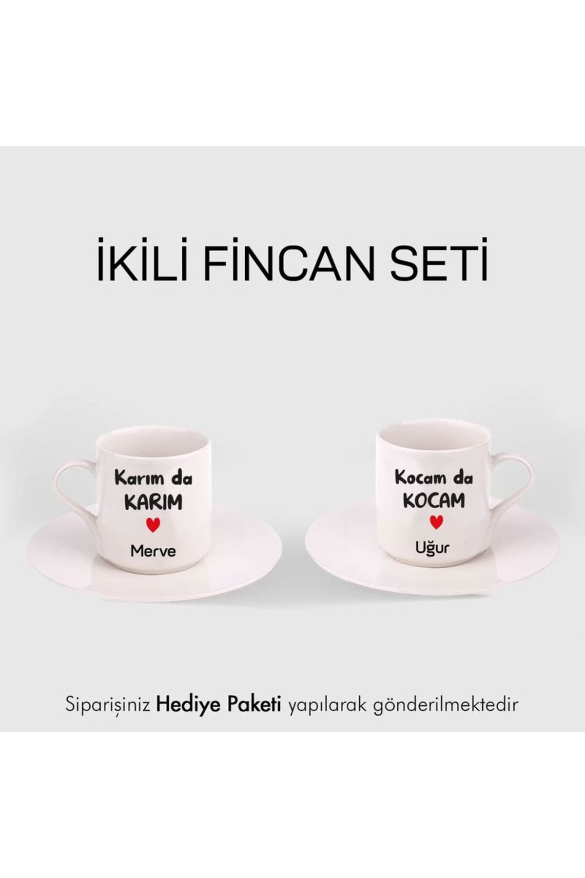 Miracix İsimli Kocam da Kocam Karım da Karım Fotoğraflı 2'li Türk Kahvesi Fincanı Seti Fiyatı ...