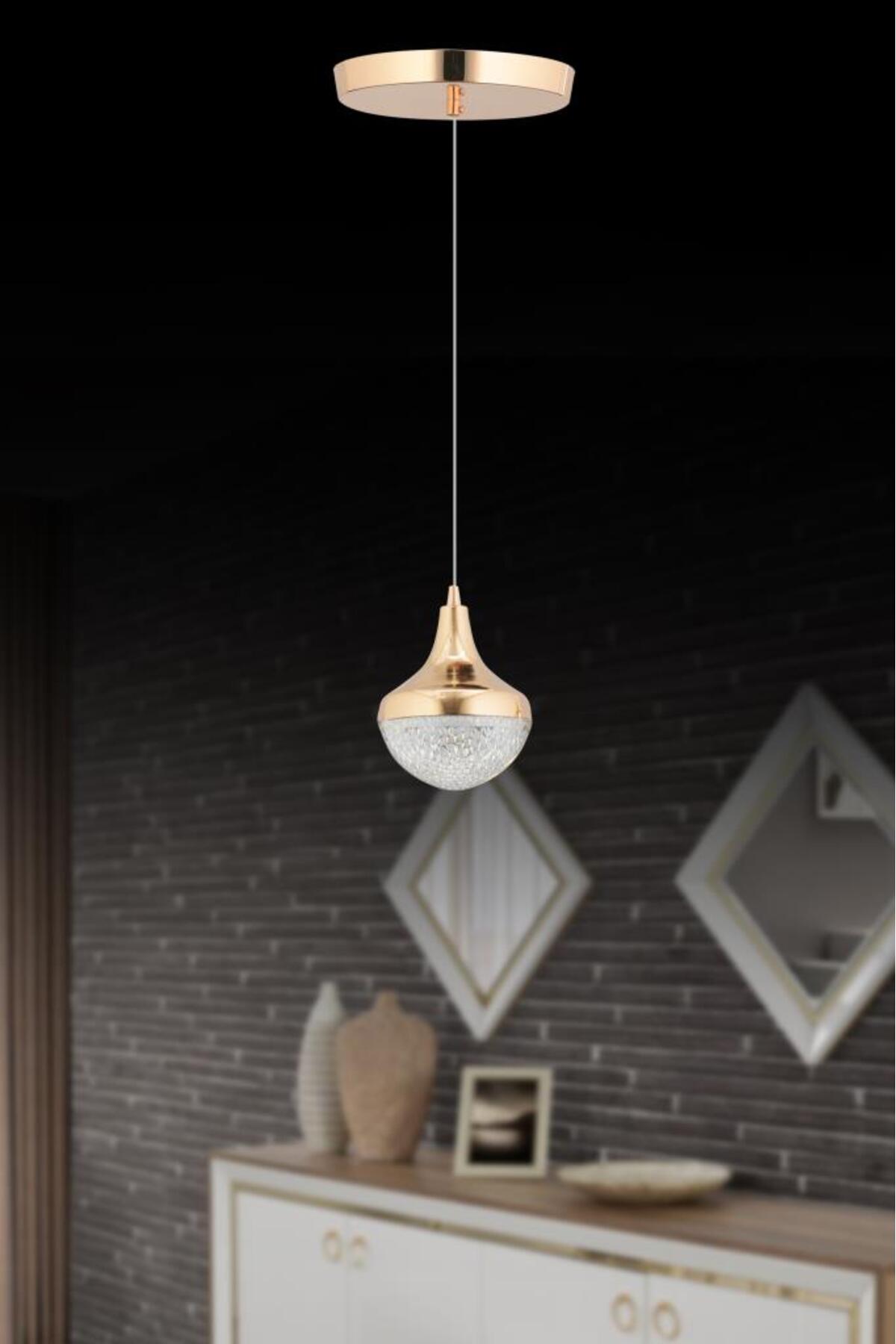 İstanbul Avize Talu Tekli Gold 3 Renk Ledli Lüx Sarkıt Modern Led Avize ...