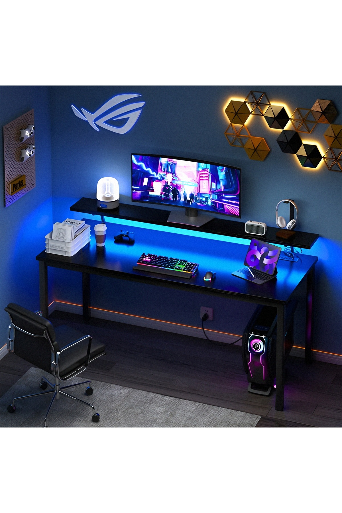 Özel Yapım Rgb Ledli Işıklı Oyuncu Masası , Gaming Masa , Yayıncı ...