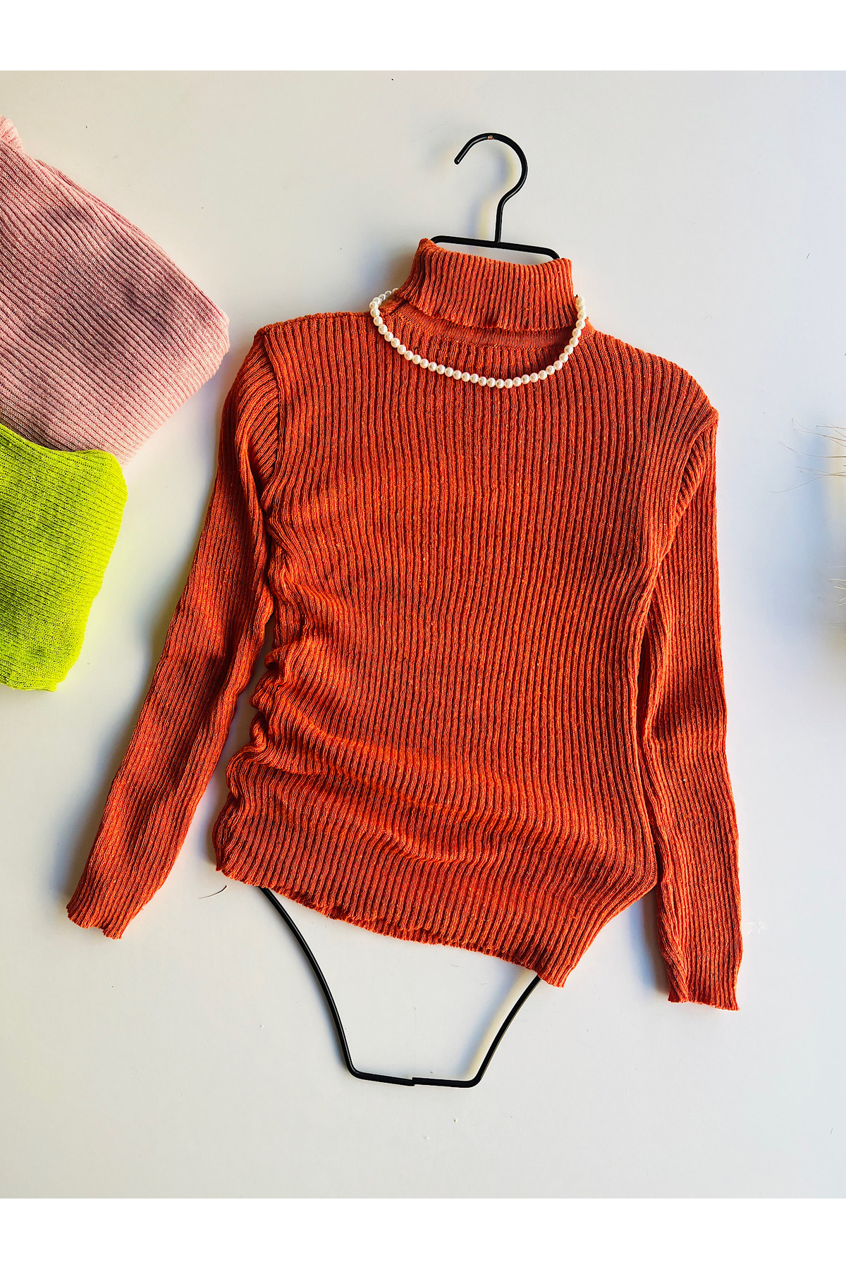 hepsi moda Hz Boğazlı Triko Kazak - Turuncu Fiyatı, Yorumları - Trendyol