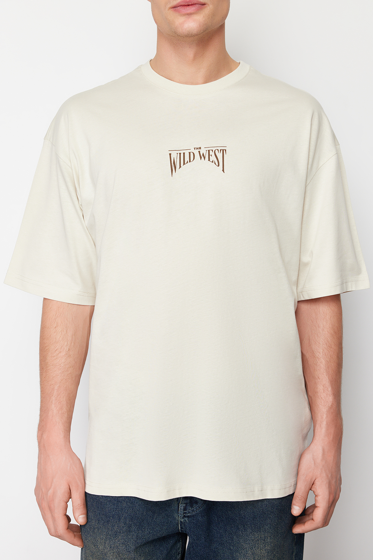 Trendyol Collection OverSize STone Color Back PrinTed T-Shirt ...