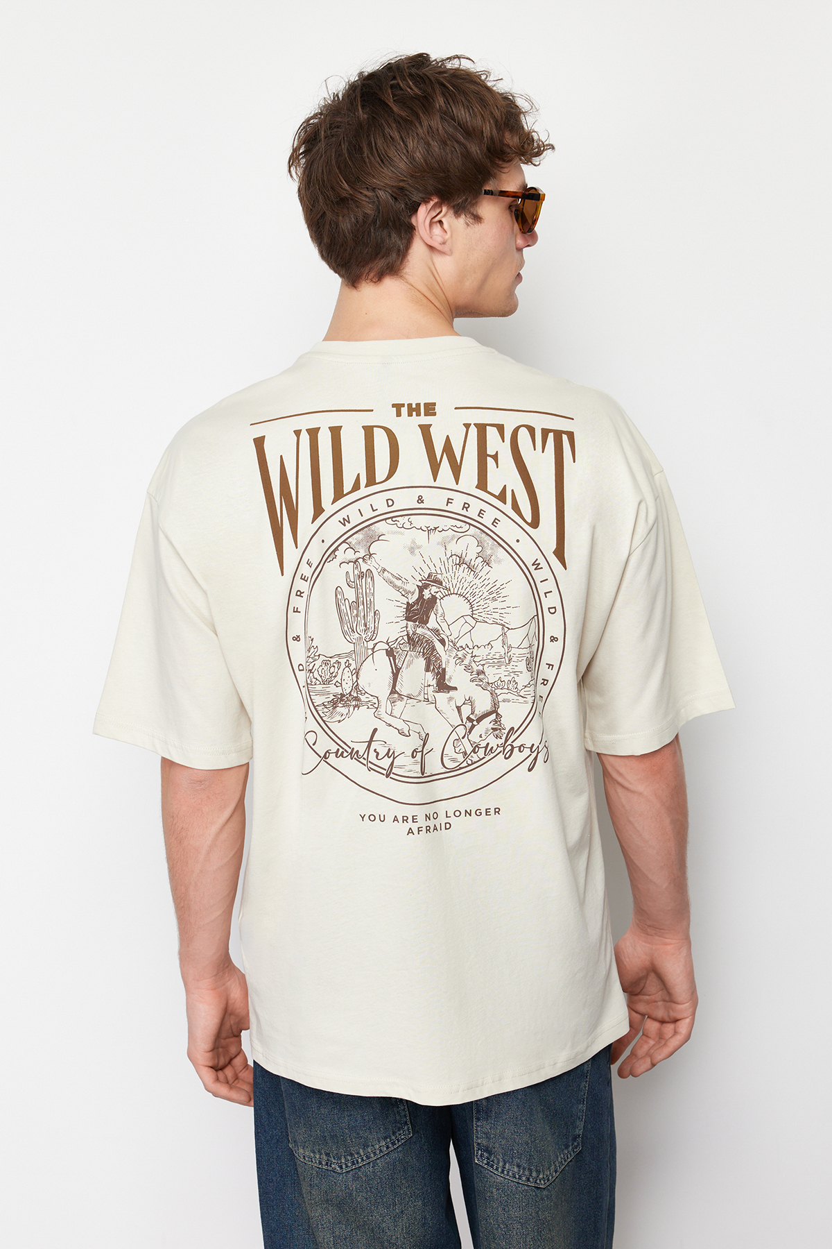 Trendyol Collection OverSize STone Color Back PrinTed T-Shirt ...