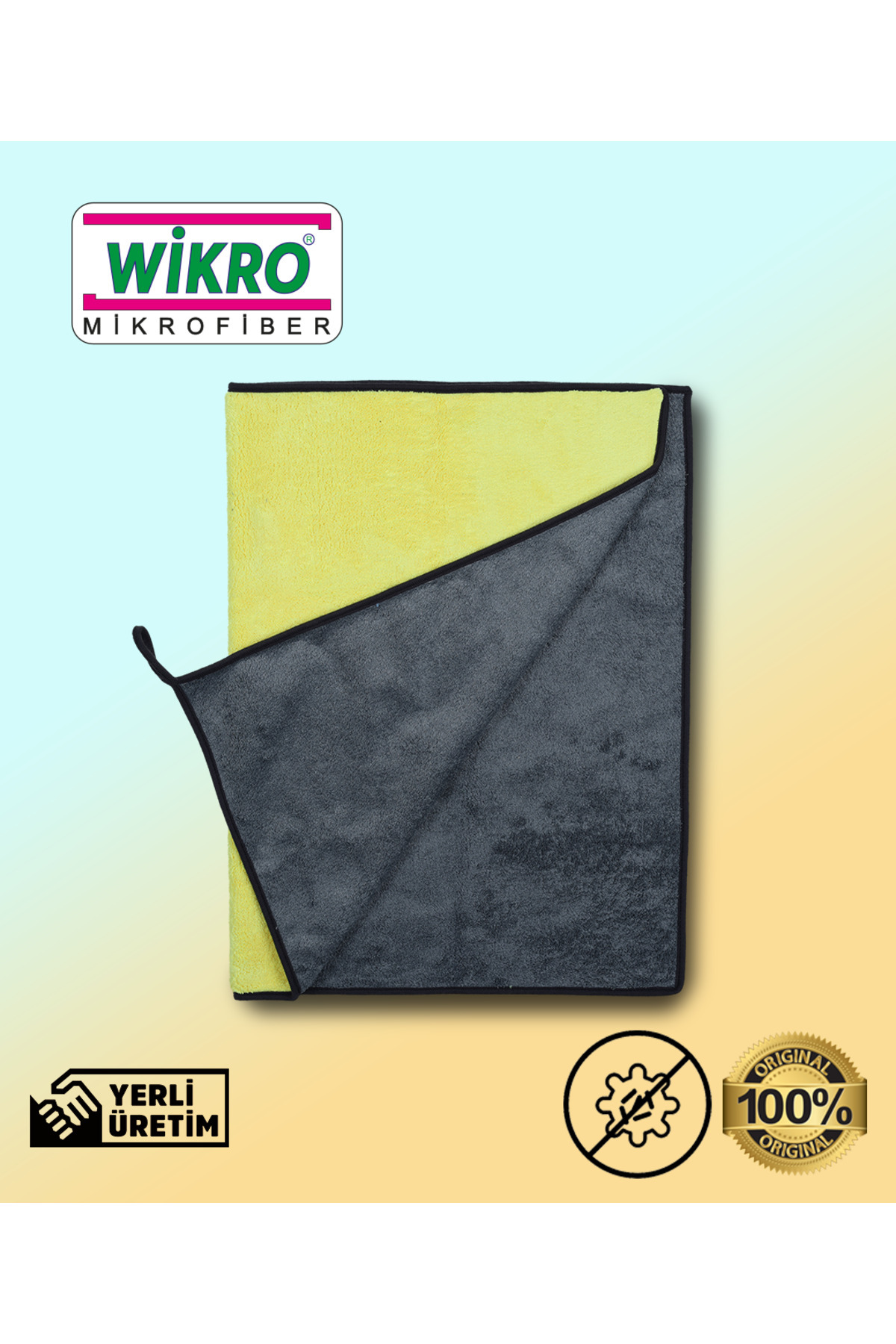 WİKRO 50x70 CM Oto Silme Bezi Sarı-Gri Zebra Bez 750 GSM Yüksek Emiş ...