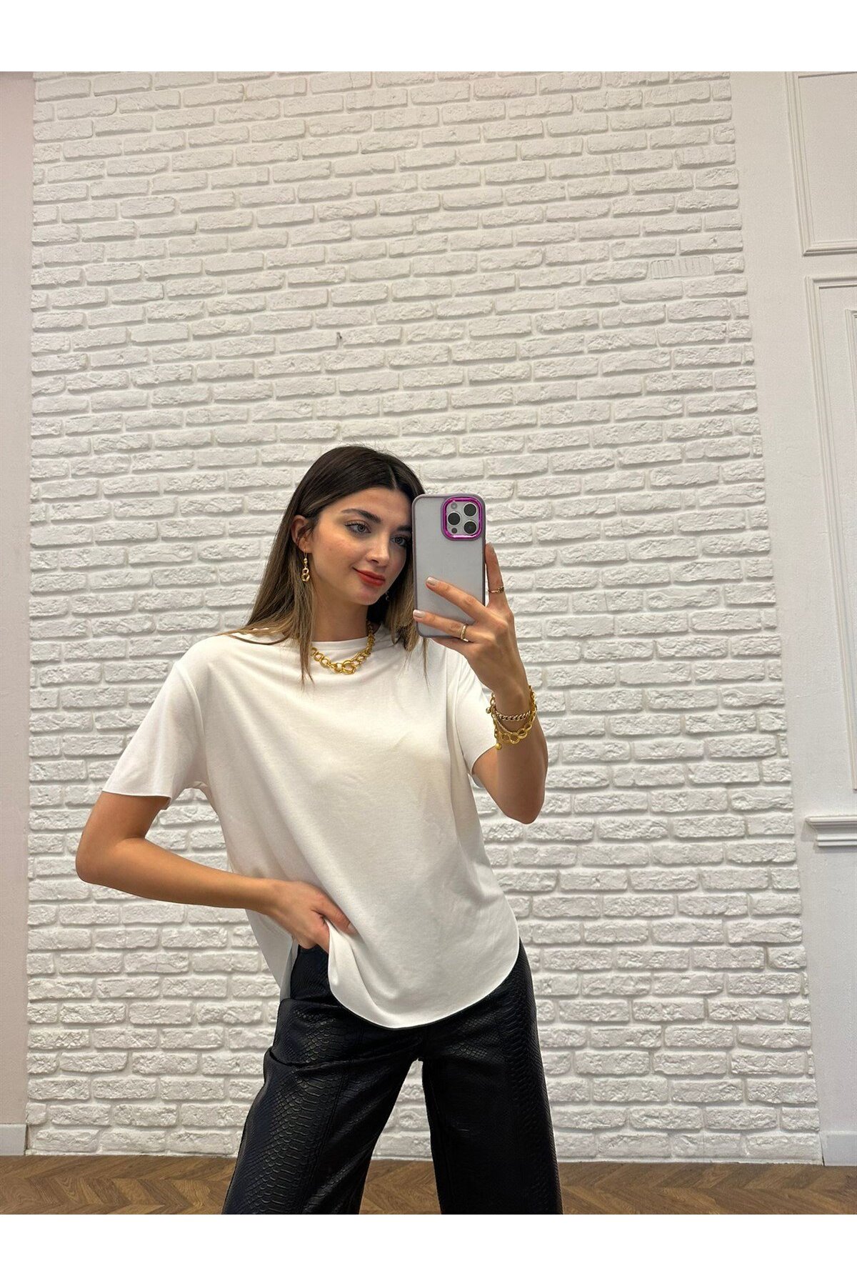 EVAN EVA Kadın Modal Kumaş Beyaz Bisiklet Yaka T-shirt - Fiyatı, Yorumları